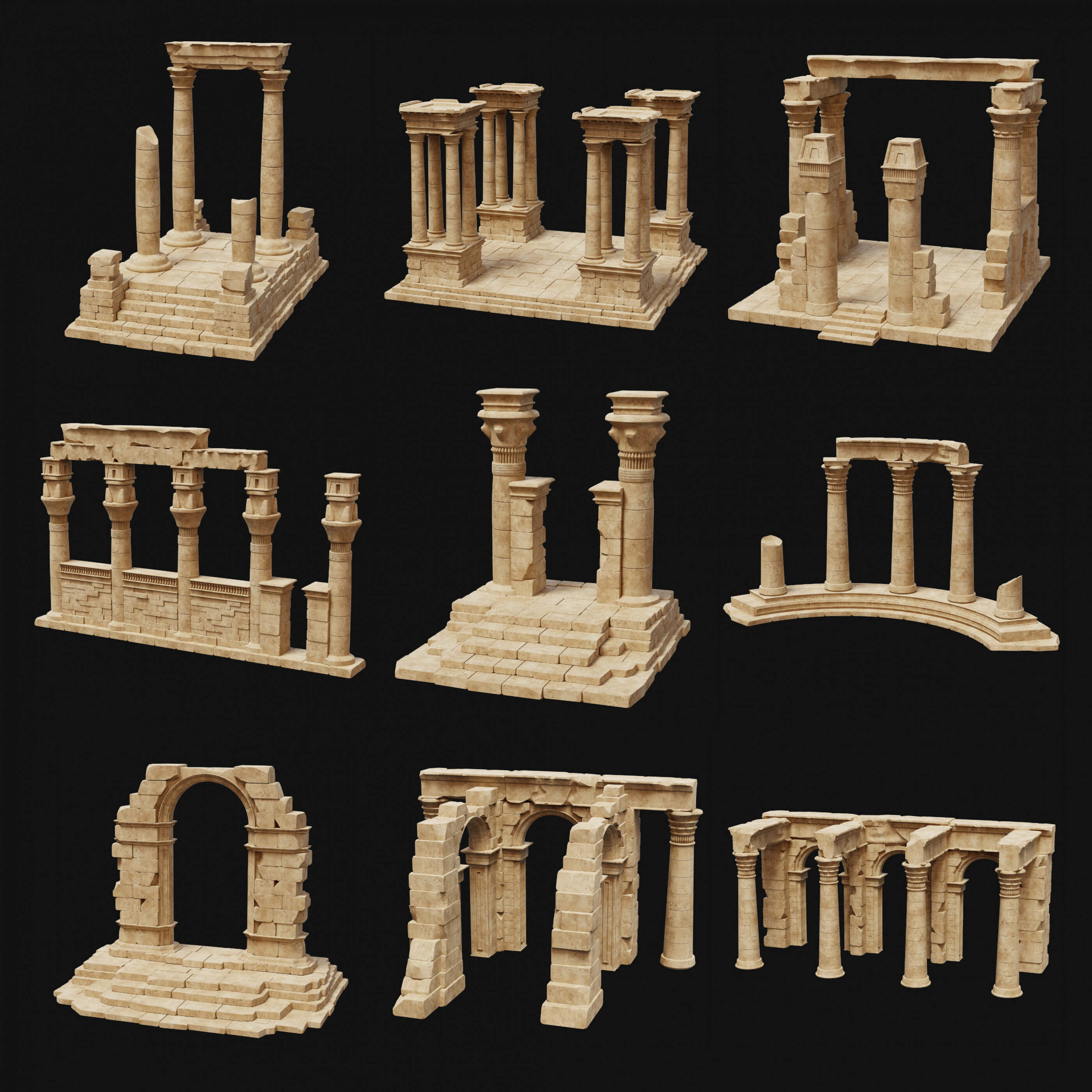 Ancient Ruin Temple Tomb Collection - 3D Model by Enterables