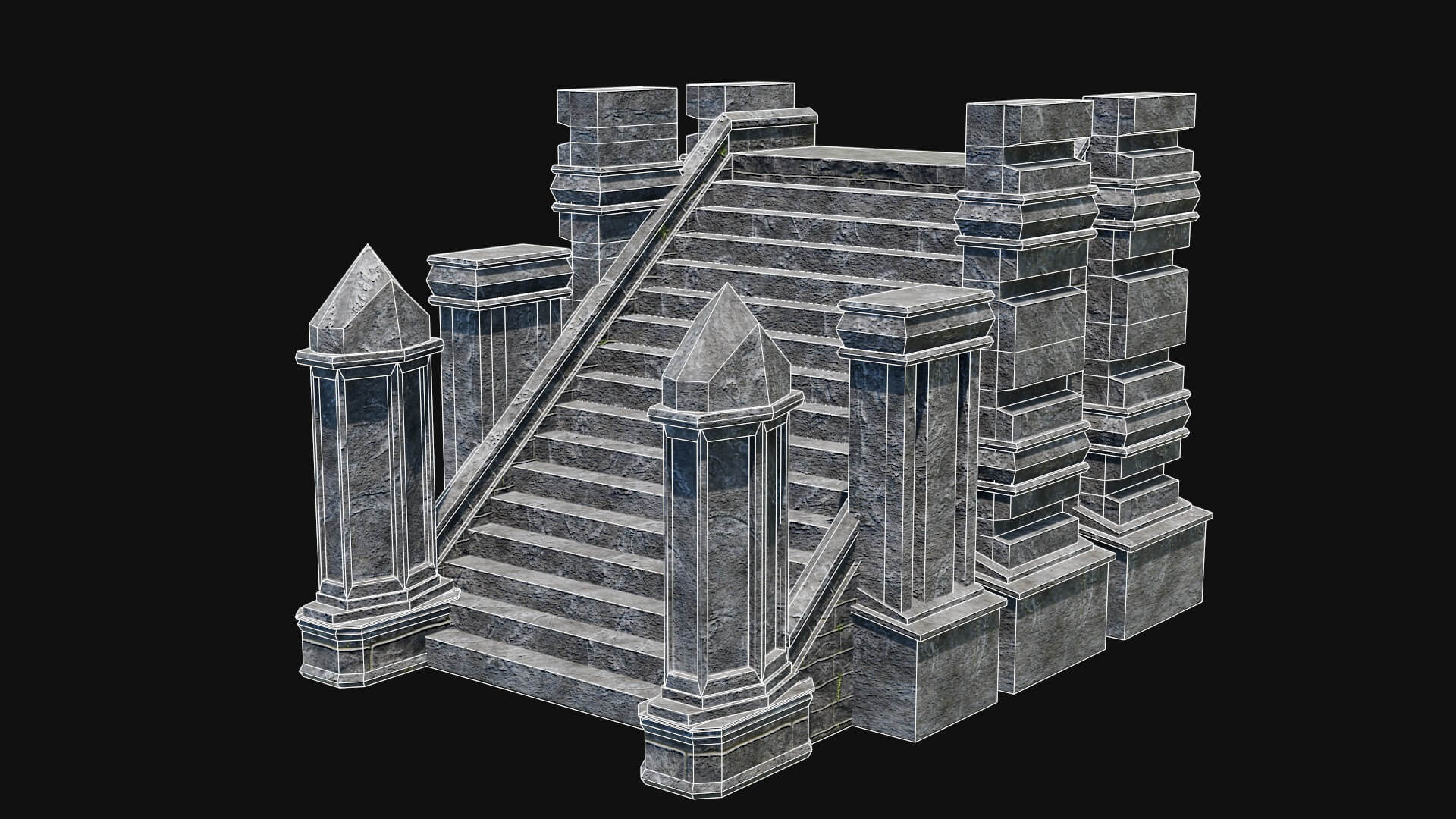 Ancient Stairs Collection - 3D Model by Enterables