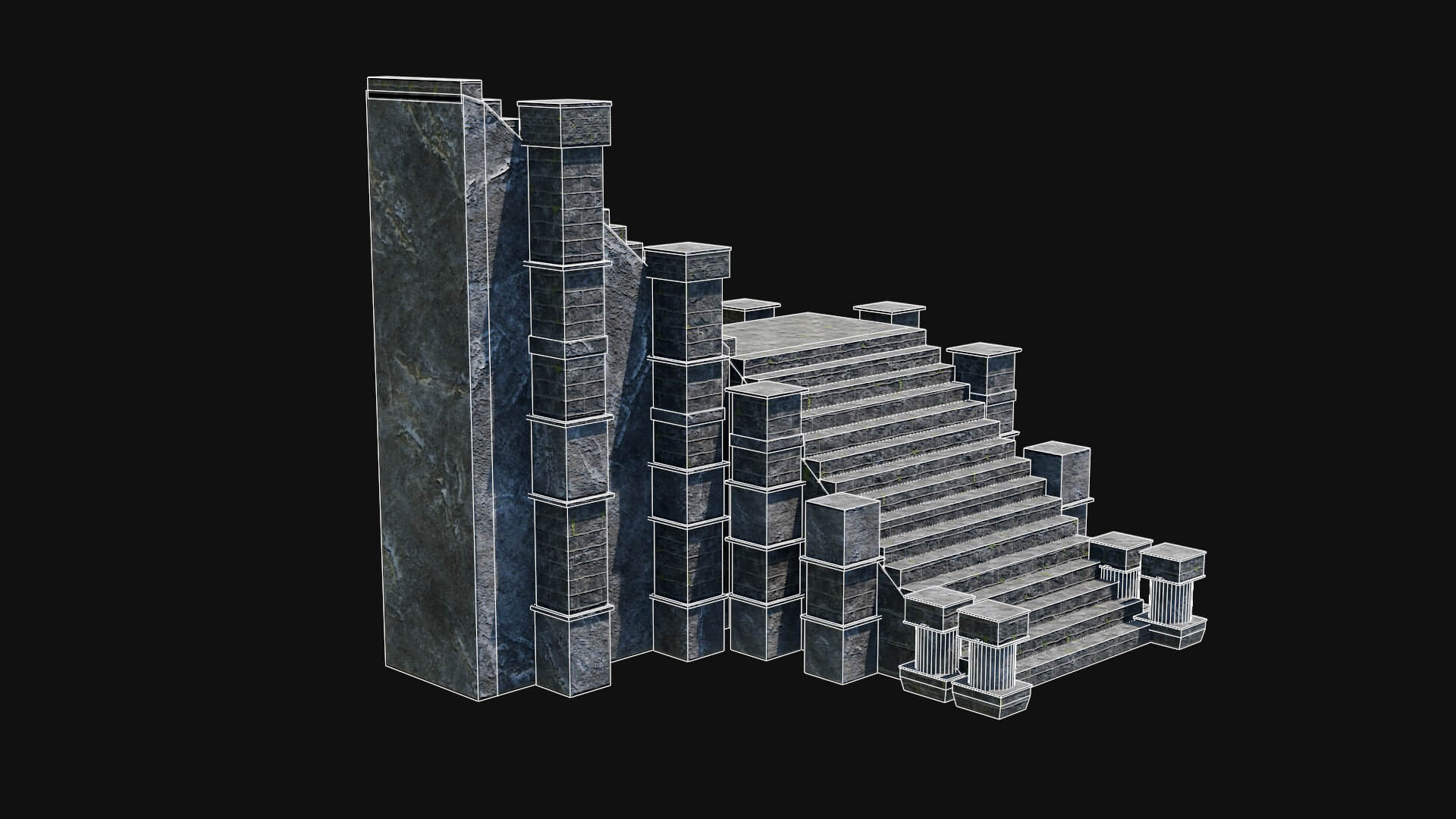 Ancient Stairs Collection - 3D Model by Enterables