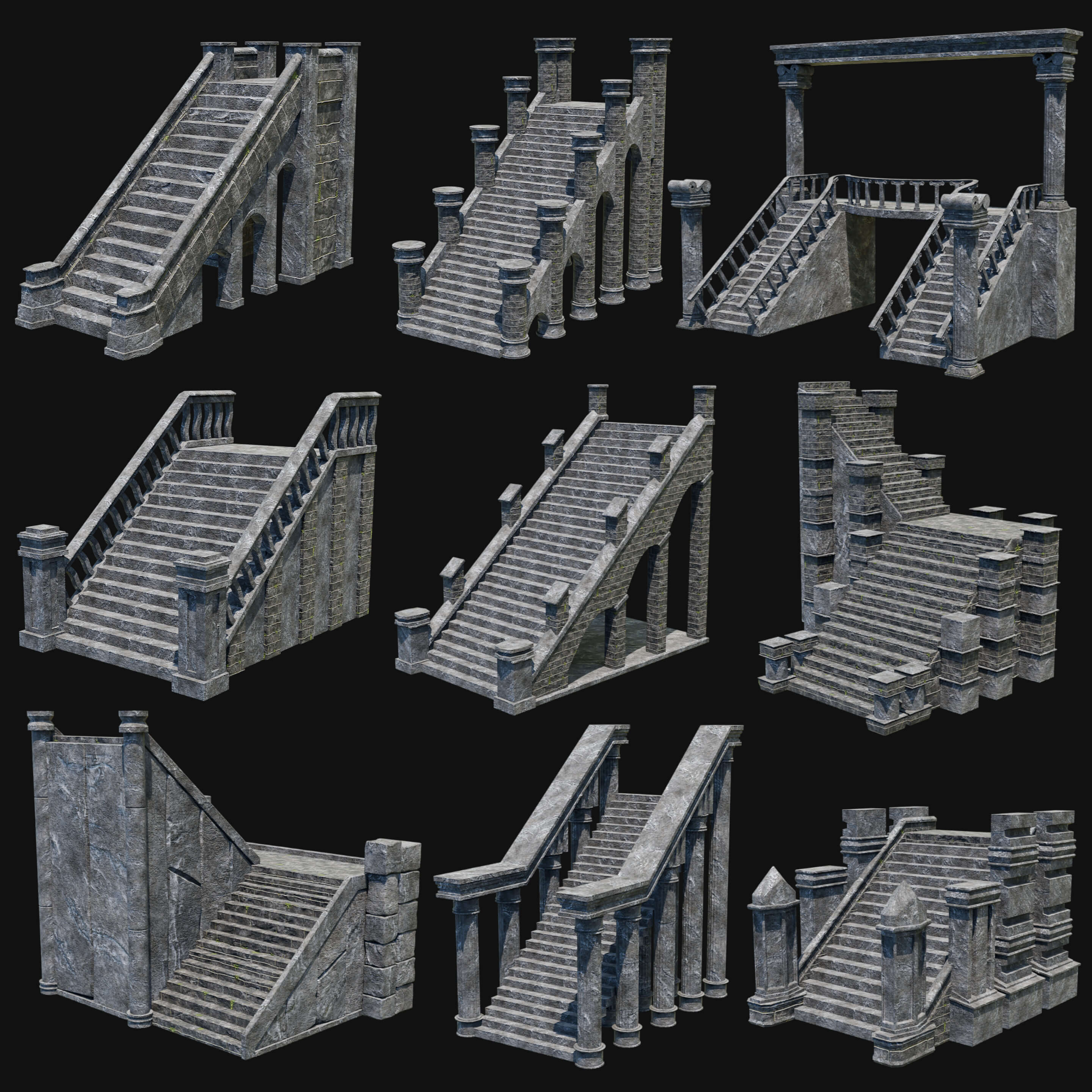 Ancient Stairs Collection - 3D Model by Enterables
