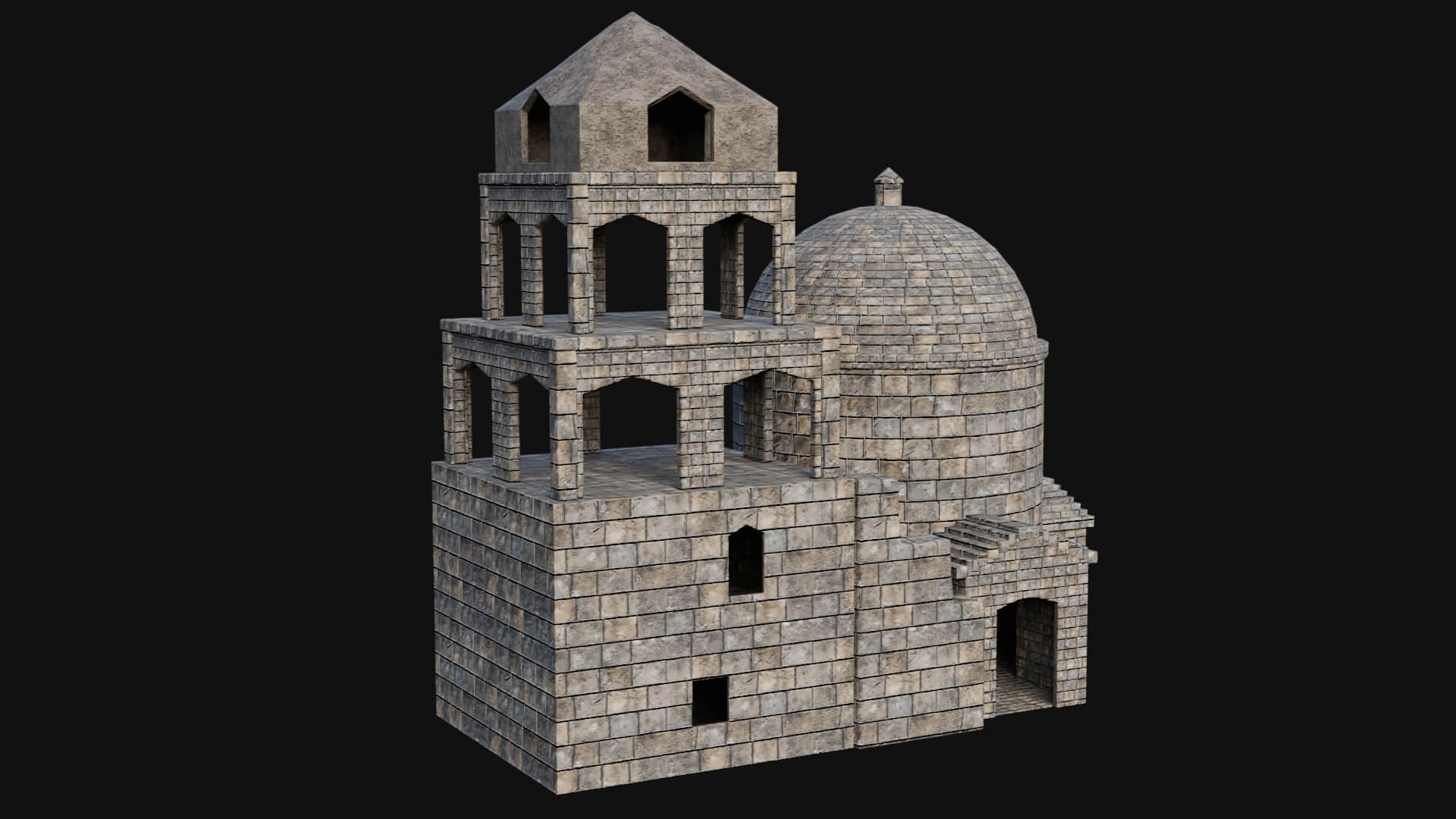 Ancient Stone Buildings - 3D Model by Enterables