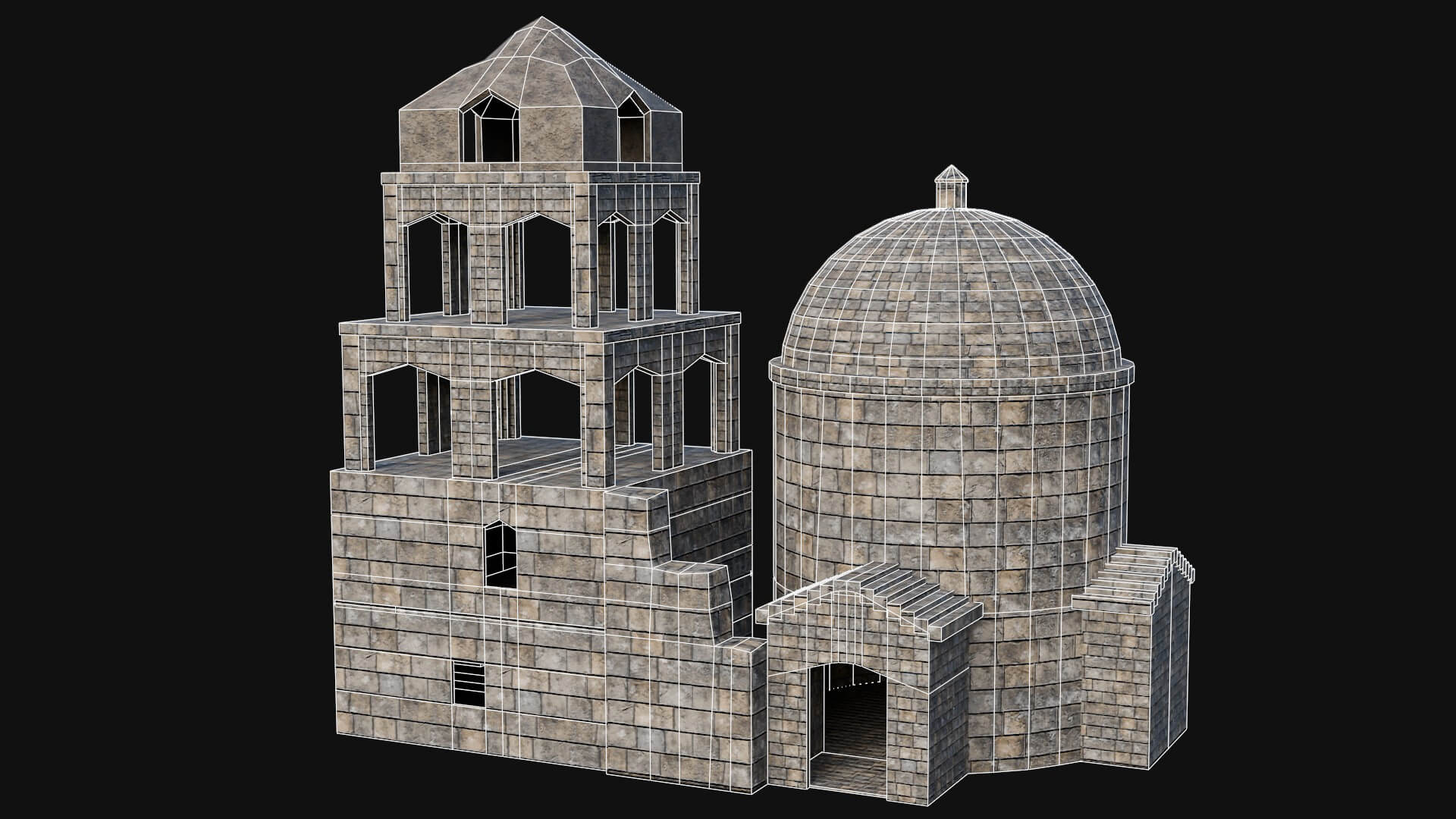 Ancient Stone Buildings - 3D Model by Enterables