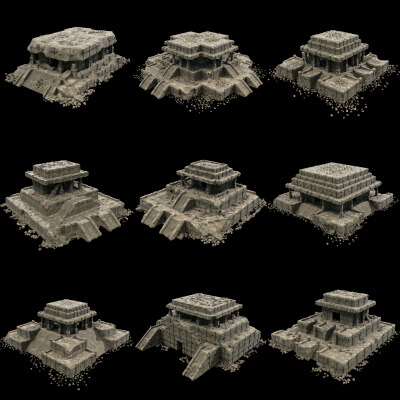 Ancient Temple Ruins Tomb Collection - 3D Model by Enterables