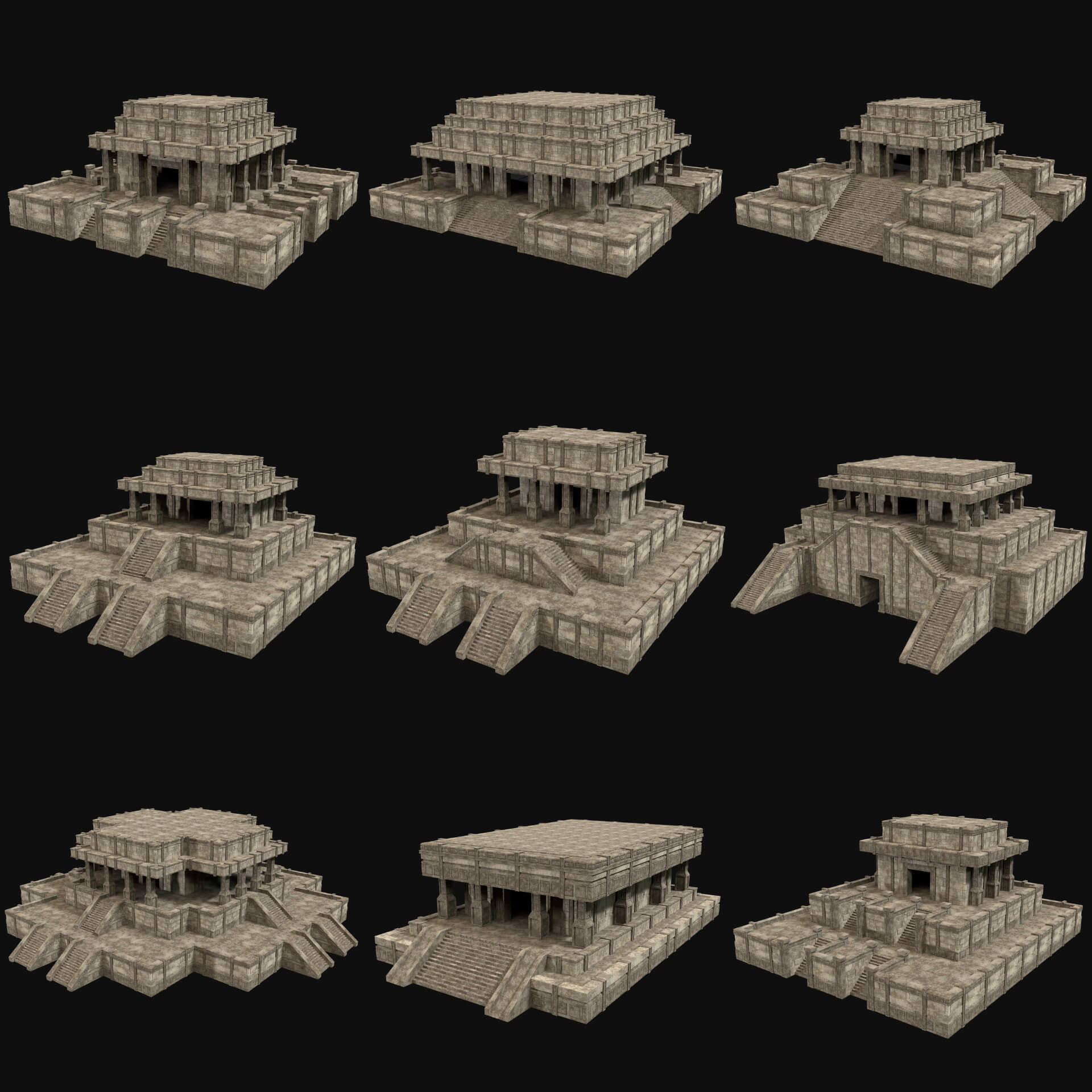 Ancient Temple Tomb Ruin Collection - 3D Model by Enterables