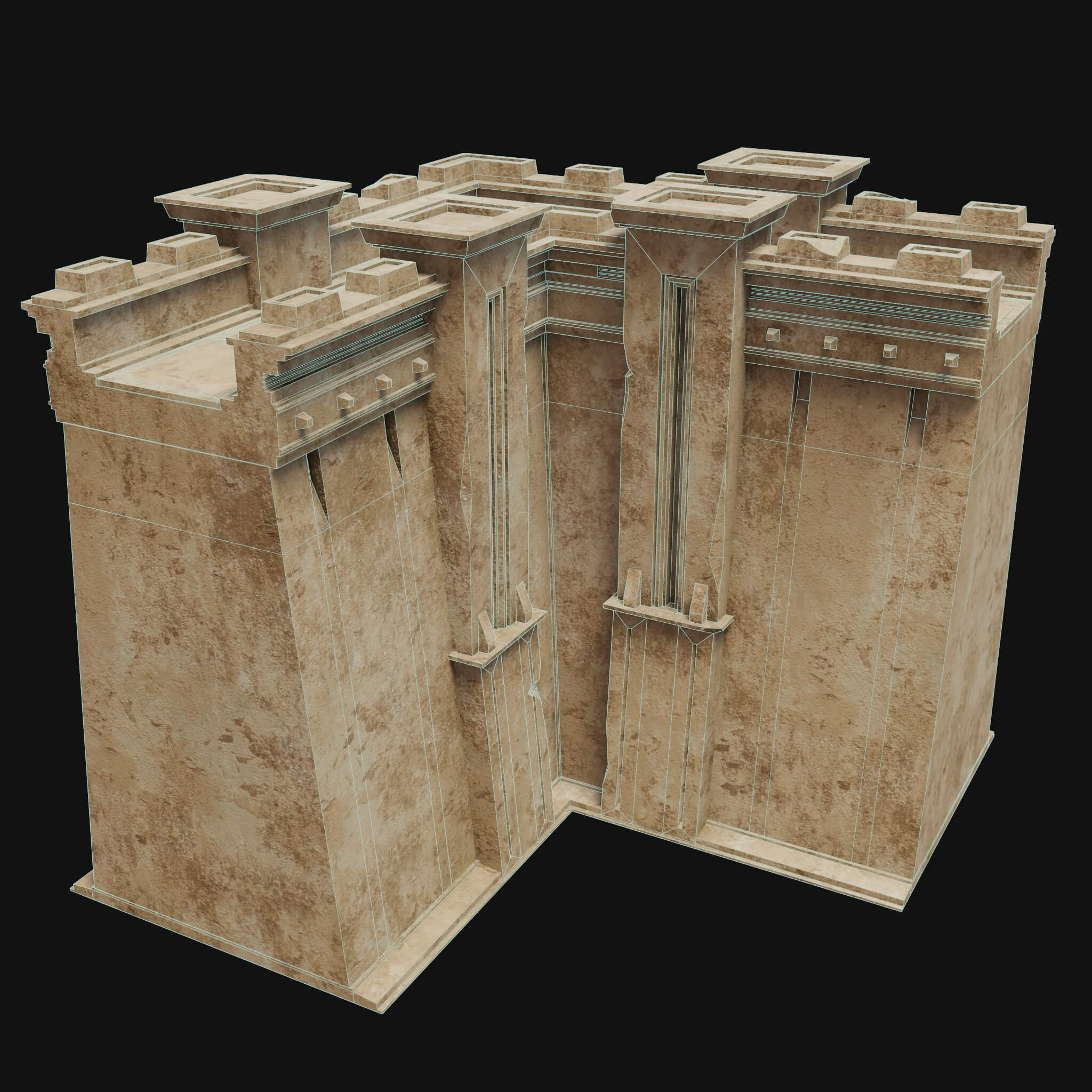 Ancient Walls Builder Wall Ruin Collection - 3D Model by Enterables