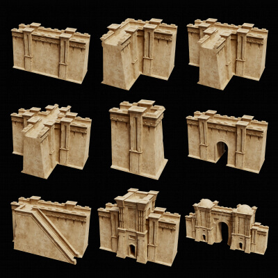 Ancient Walls Builder Wall Ruin Collection - 3D Model by Enterables