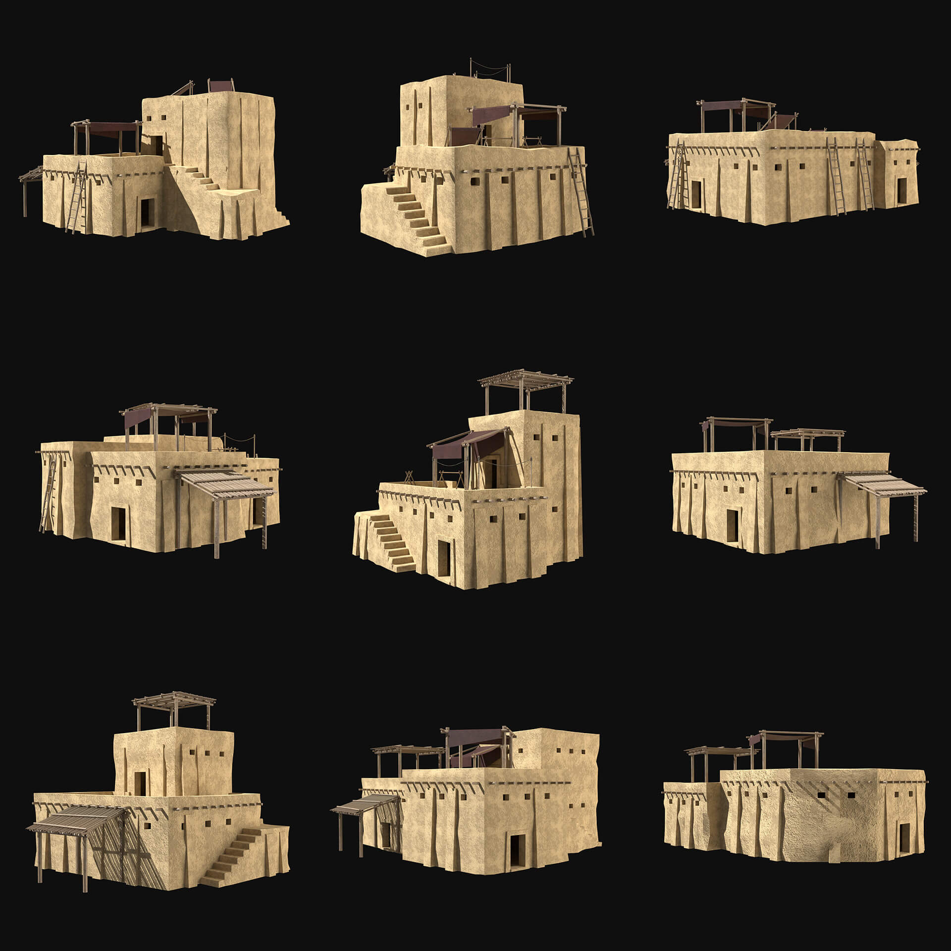 Arab Desert Ancient House Collection - 3D Model by Enterables