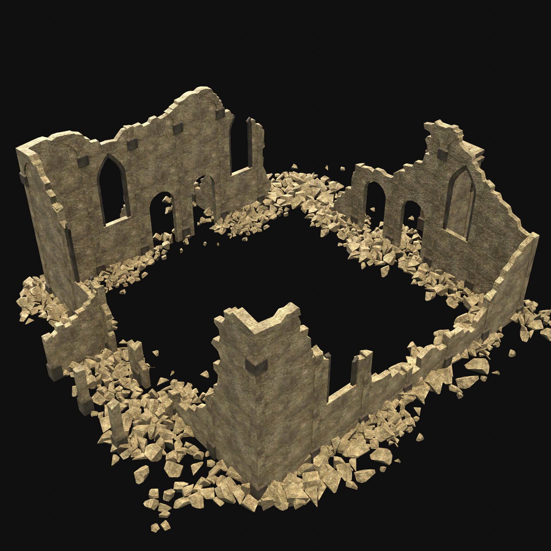 Arabic Church Ruins Desert Debris Collection - 3D Model by Enterables