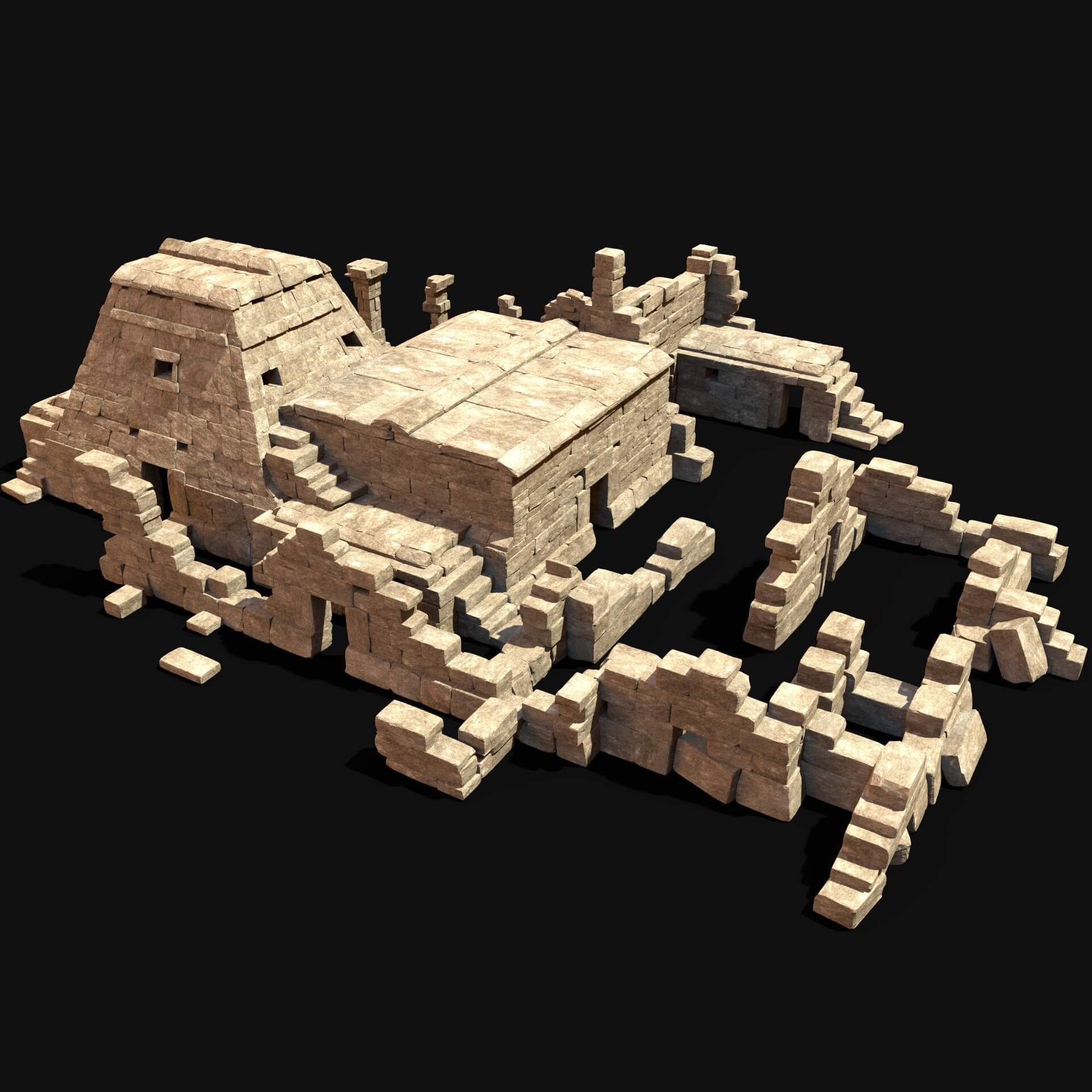 Arabic Desert Temple Ruins Building - 3D Model by Enterables
