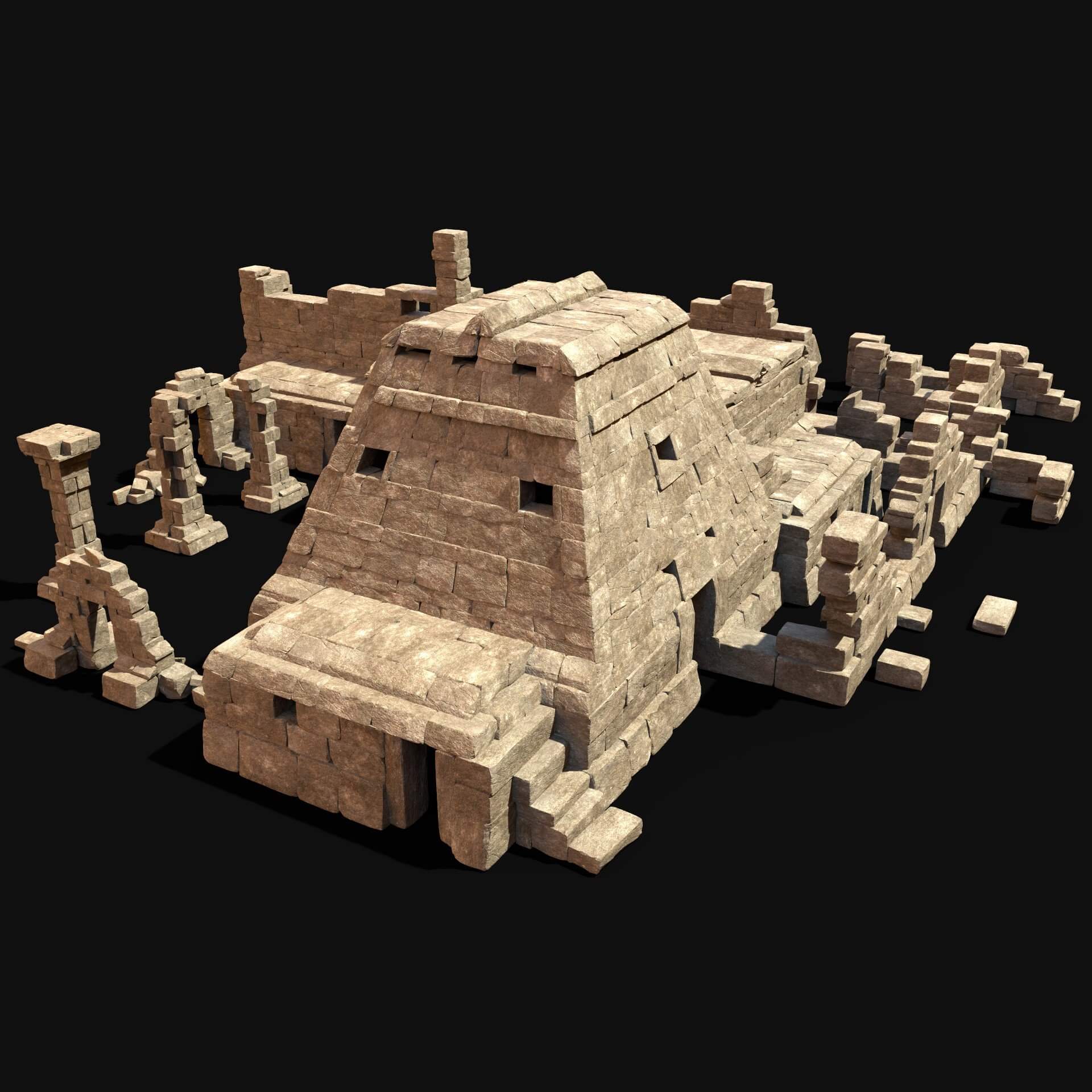 Arabic Desert Temple Ruins Building - 3D Model by Enterables