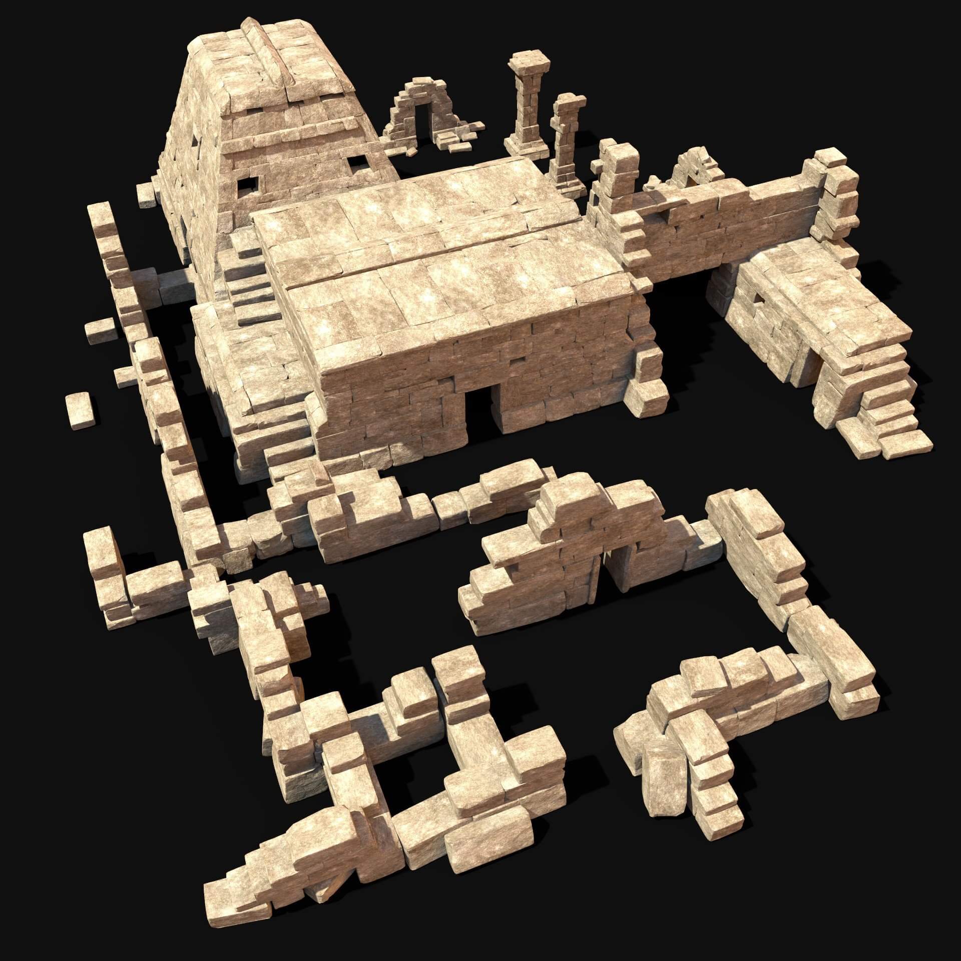 Arabic Desert Temple Ruins Building - 3D Model by Enterables