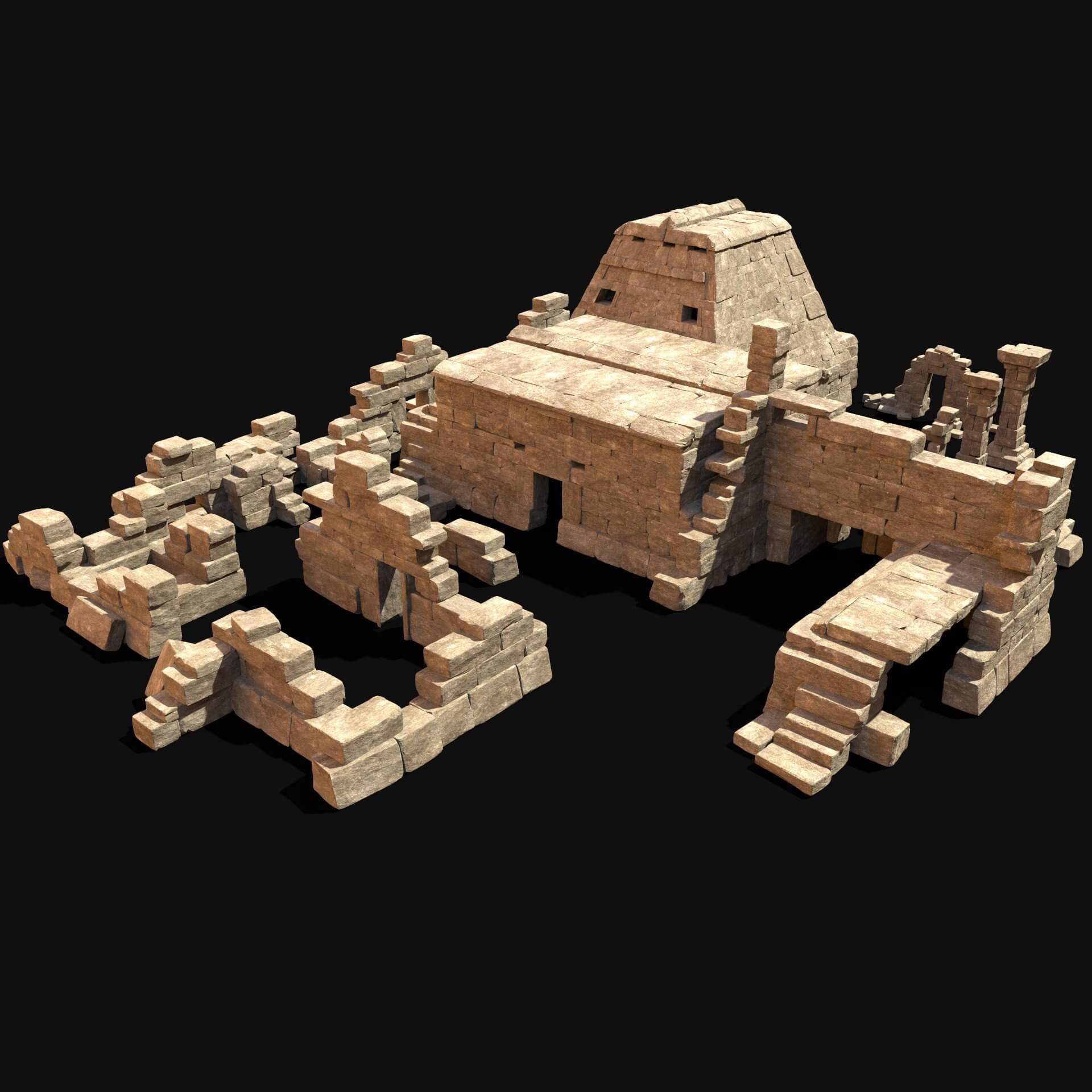 Arabic Desert Temple Ruins Building - 3D Model by Enterables