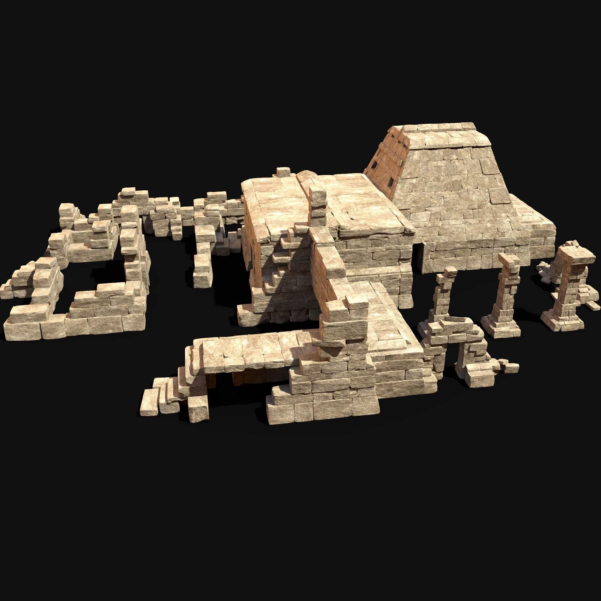 Arabic Desert Temple Ruins Building - 3D Model by Enterables