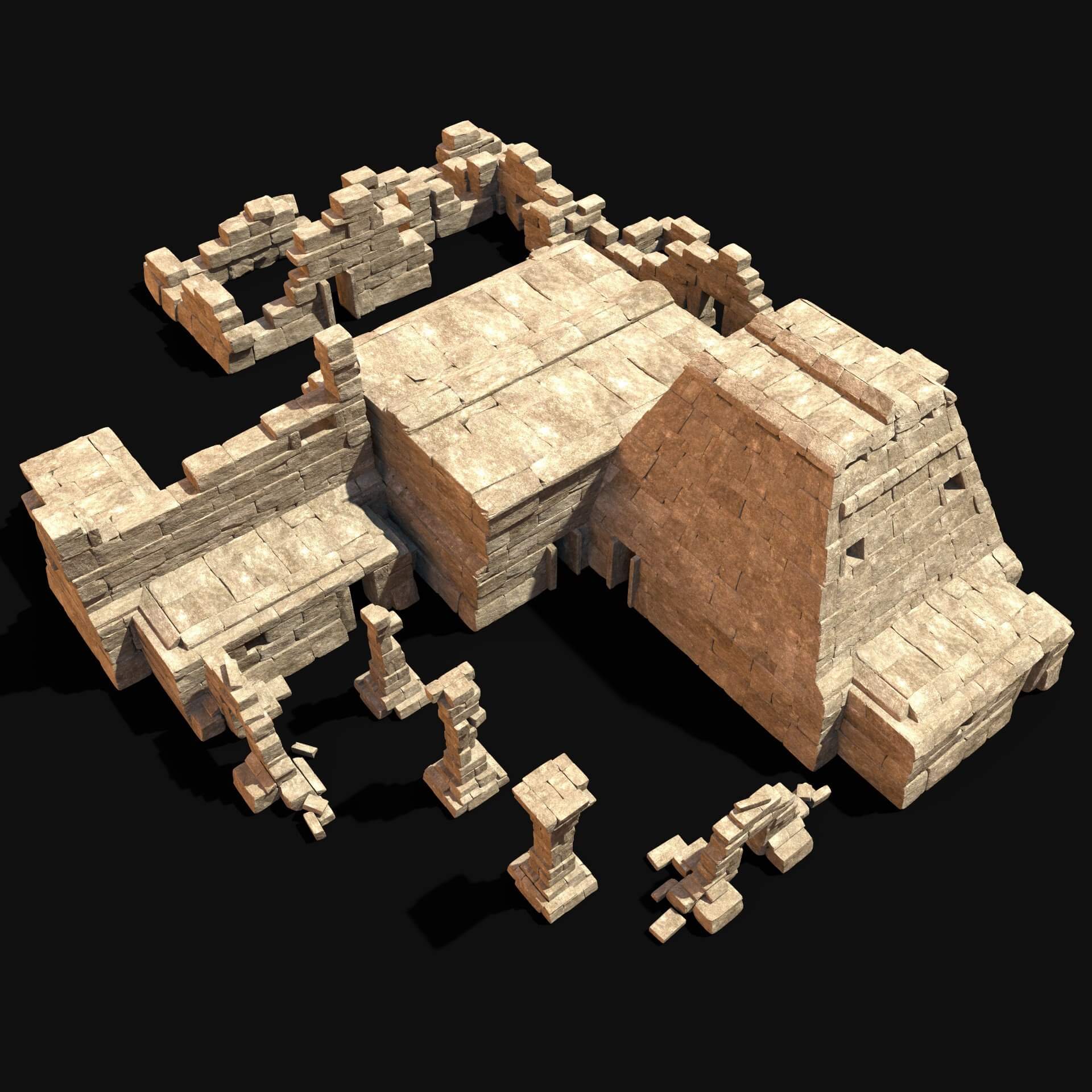 Arabic Desert Temple Ruins Building - 3D Model by Enterables