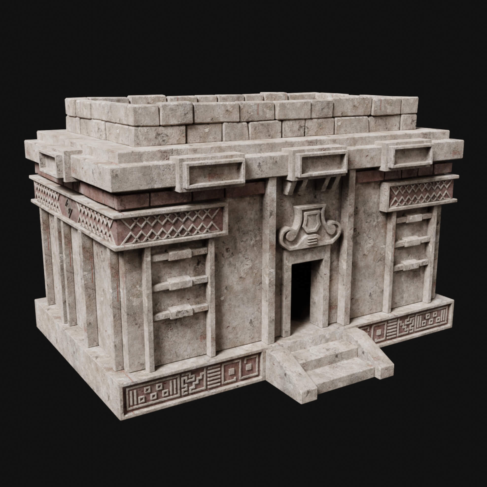 Aztec Maya Inka Mesoamerica Stone House Collection - 3D Model by Enterables
