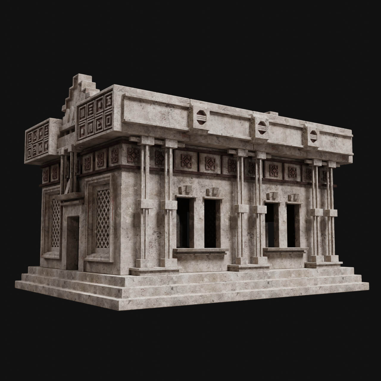 Aztec Maya Inka Mesoamerica Stone House Collection - 3D Model by Enterables