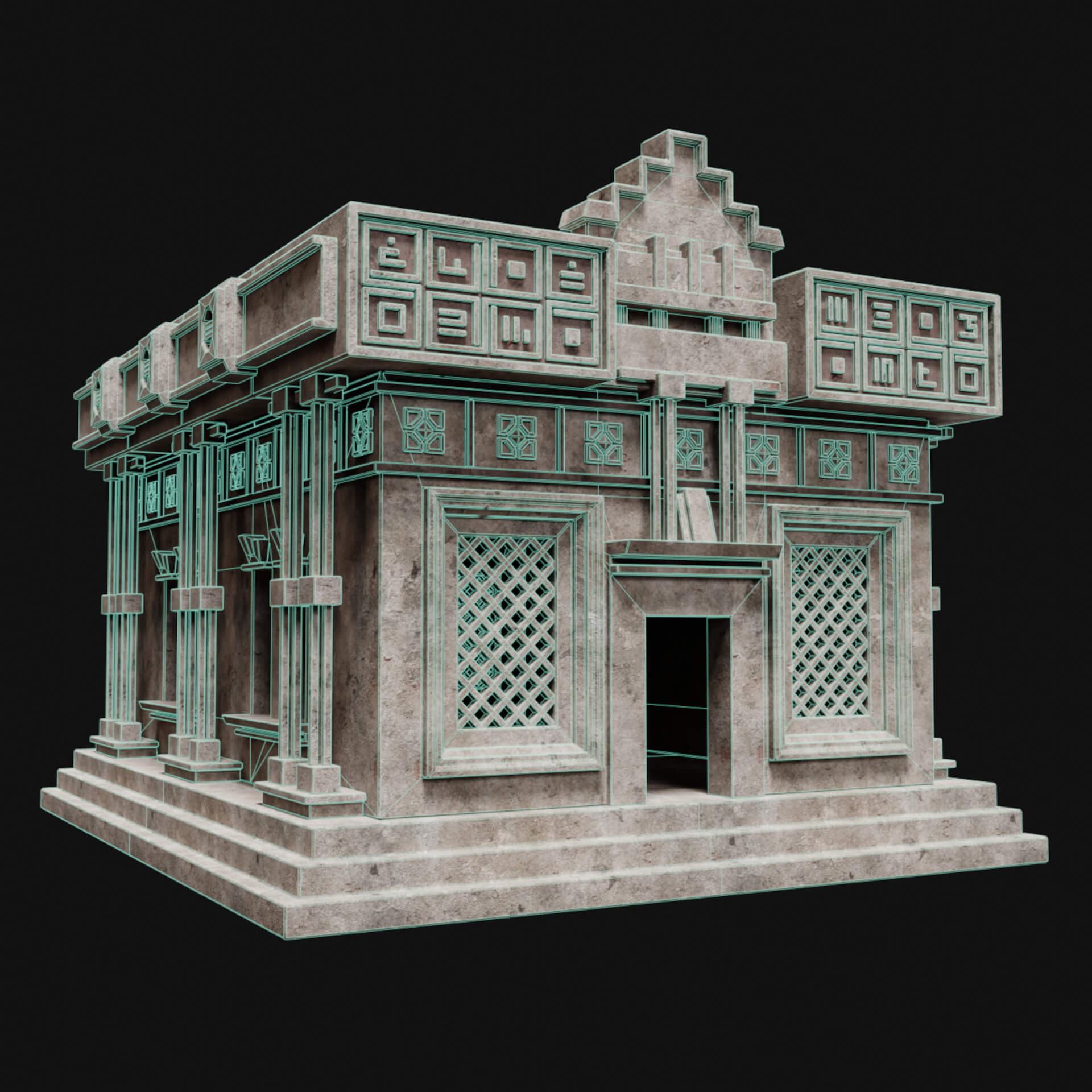 Aztec Maya Inka Mesoamerica Stone House Collection - 3D Model by Enterables