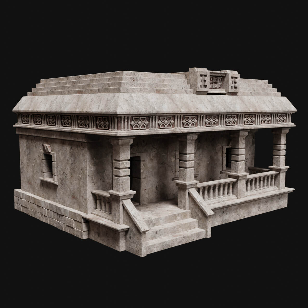 Aztec Maya Inka Mesoamerica Stone House Collection - 3D Model by Enterables