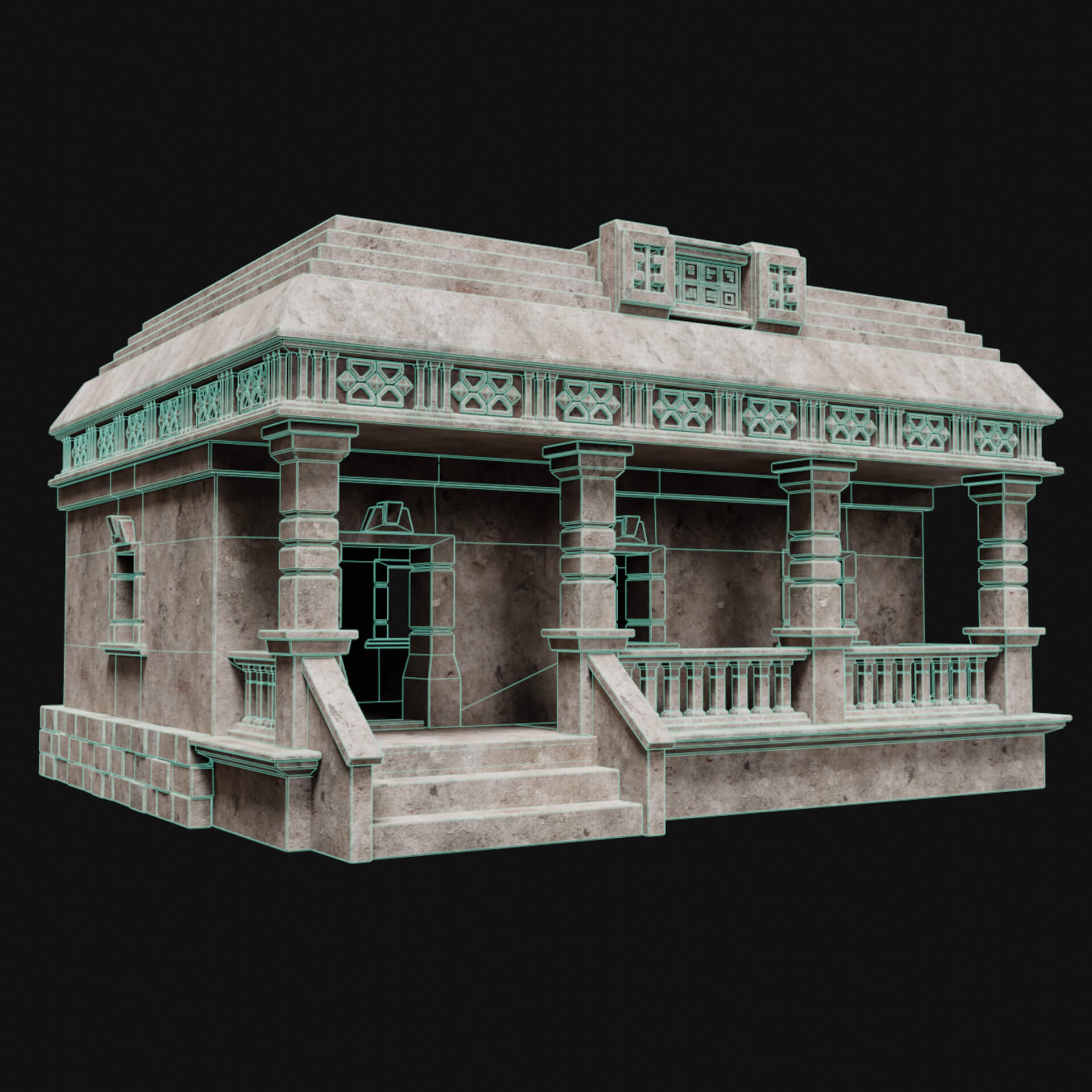 Aztec Maya Inka Mesoamerica Stone House Collection - 3D Model by Enterables
