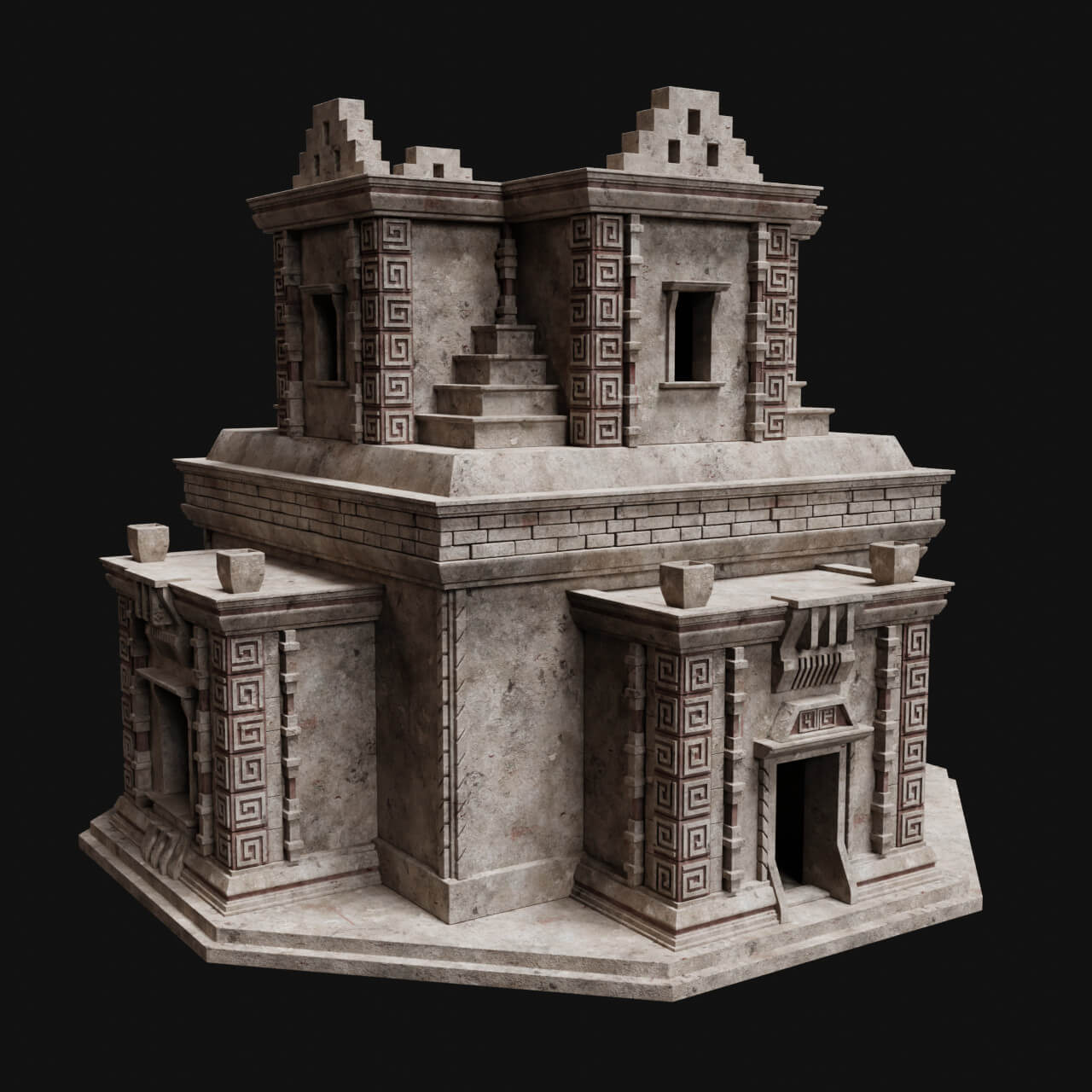 Aztec Maya Inka Mesoamerica Stone House Collection - 3D Model by Enterables