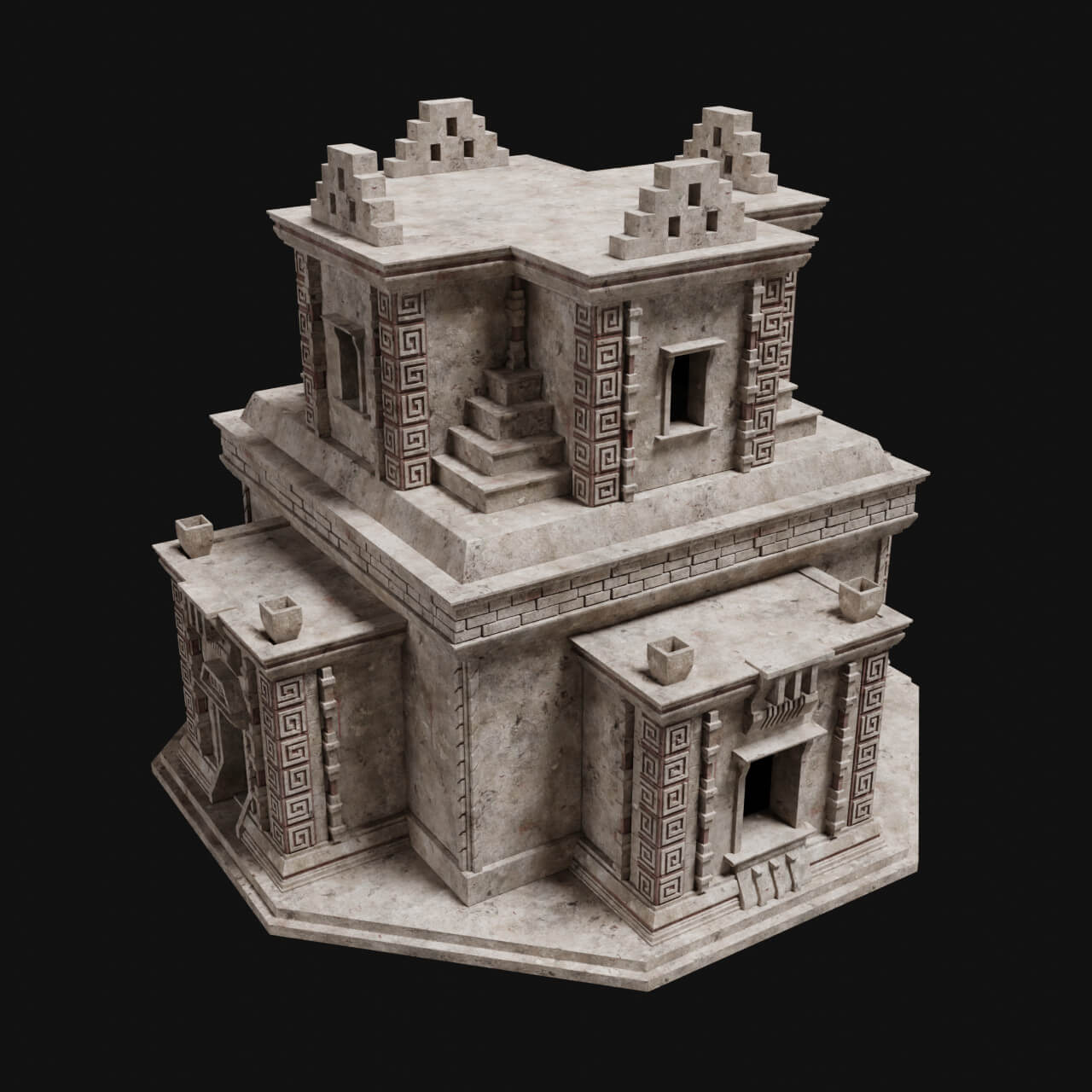 Aztec Maya Inka Mesoamerica Stone House Collection - 3D Model by Enterables