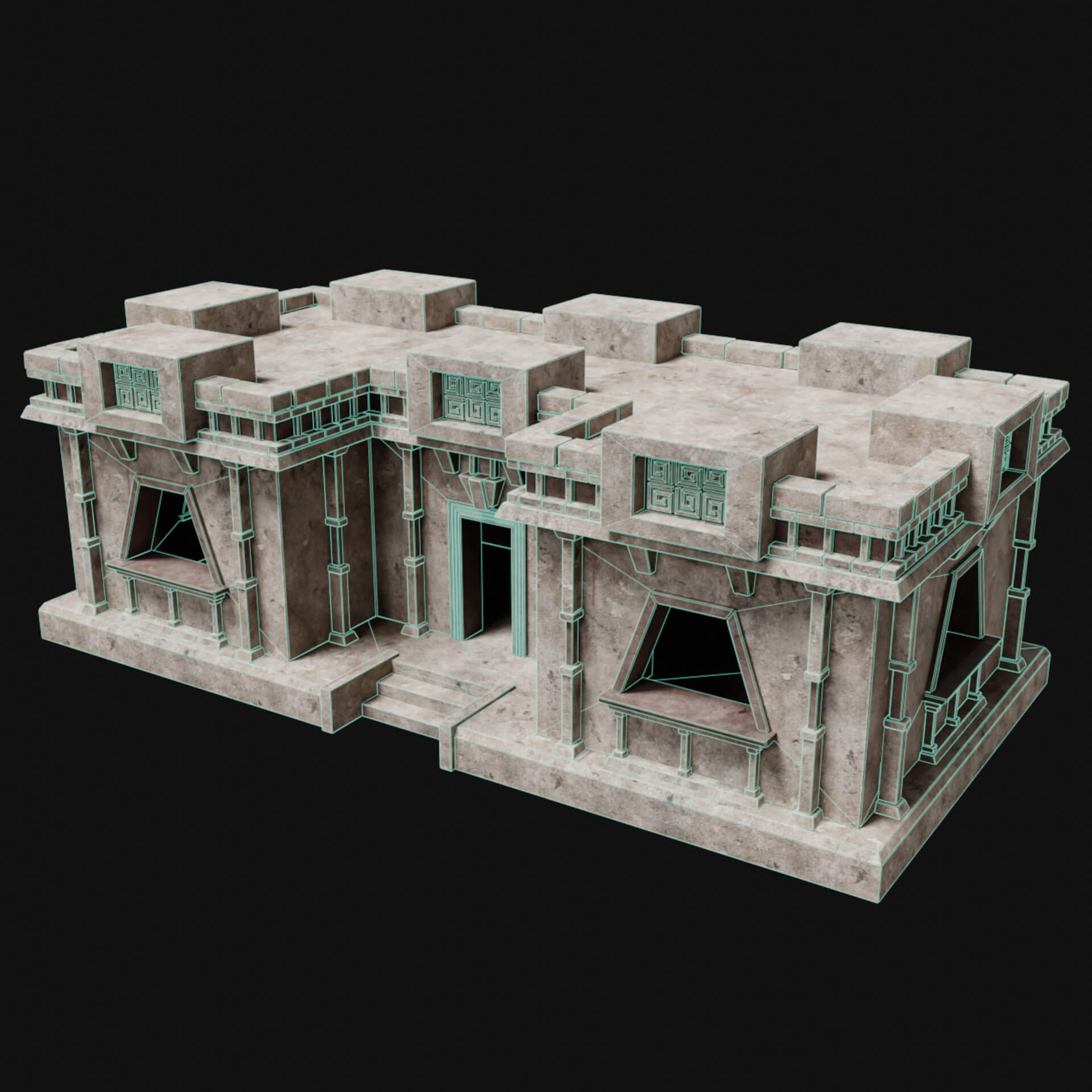 Aztec Maya Inka Mesoamerica Stone House Collection - 3D Model by Enterables