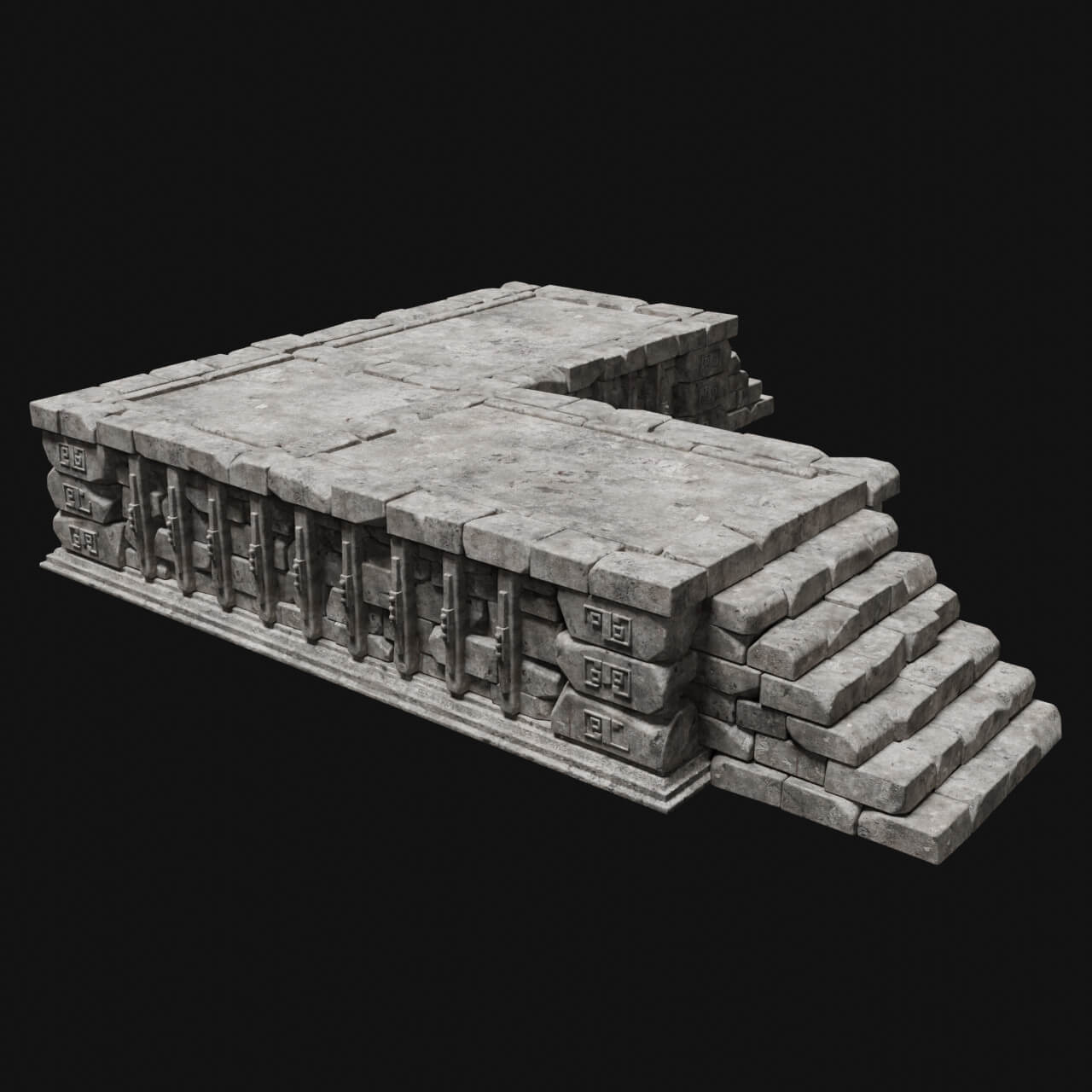 Aztec Maya Inka Mesoamerica Stone Platform Collection - 3D Model by ...