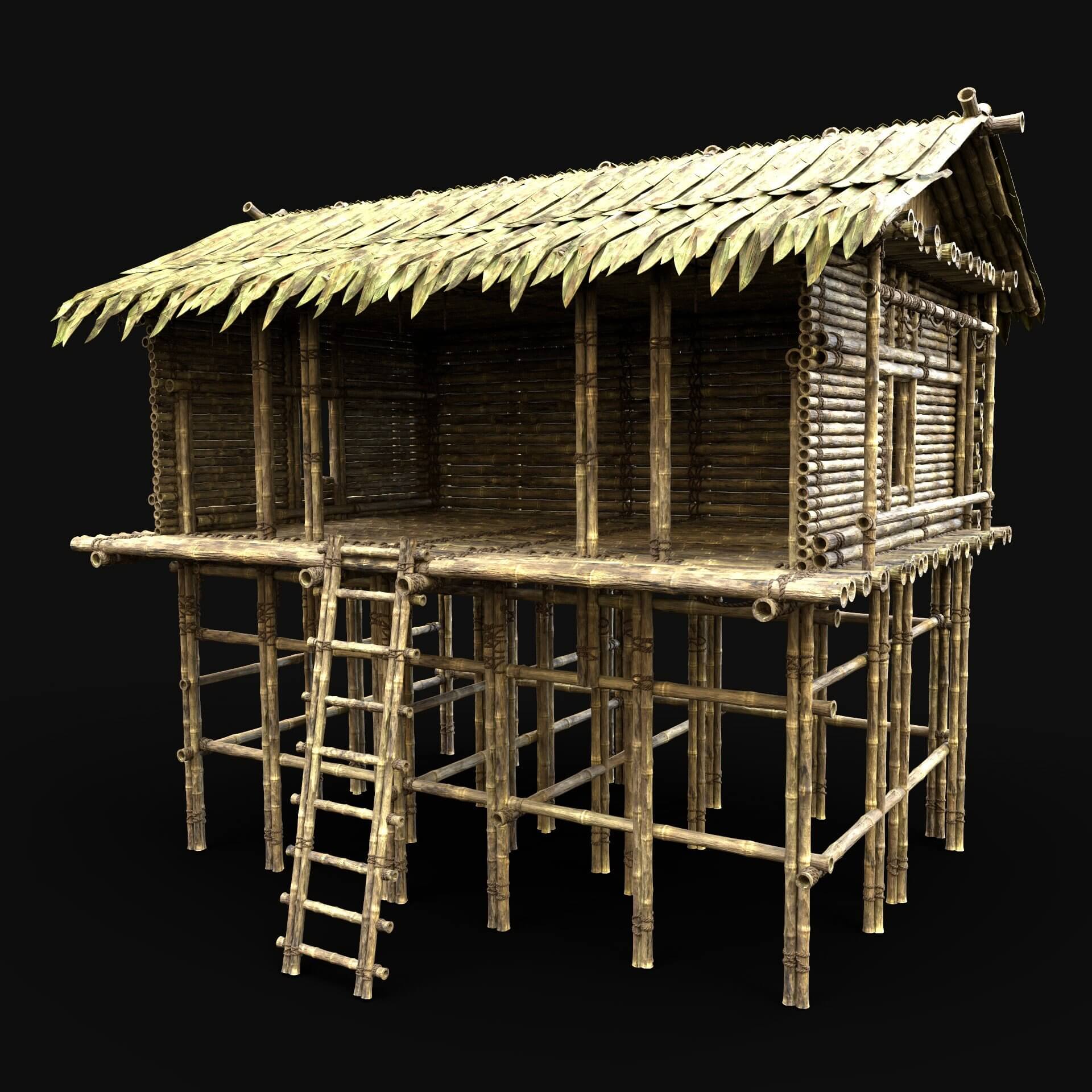 Bamboo High Shelter - 3D Model by Enterables
