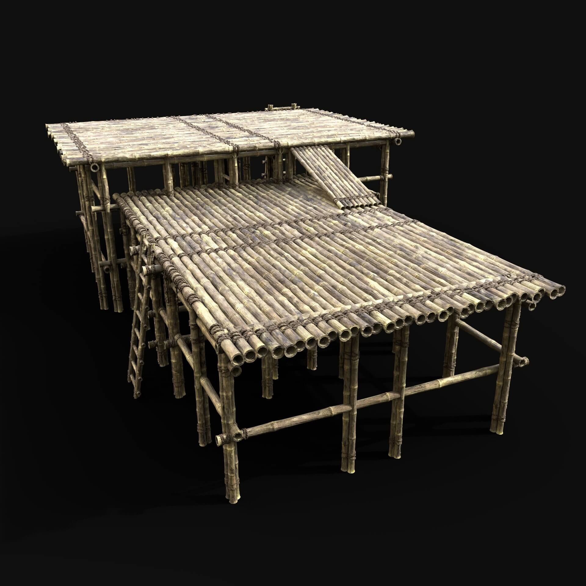 Bamboo Pier Construction - 3D Model by Enterables