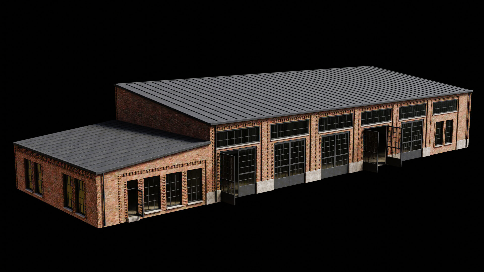 Big Brick Building School Factory Collection - 3D Model by Enterables