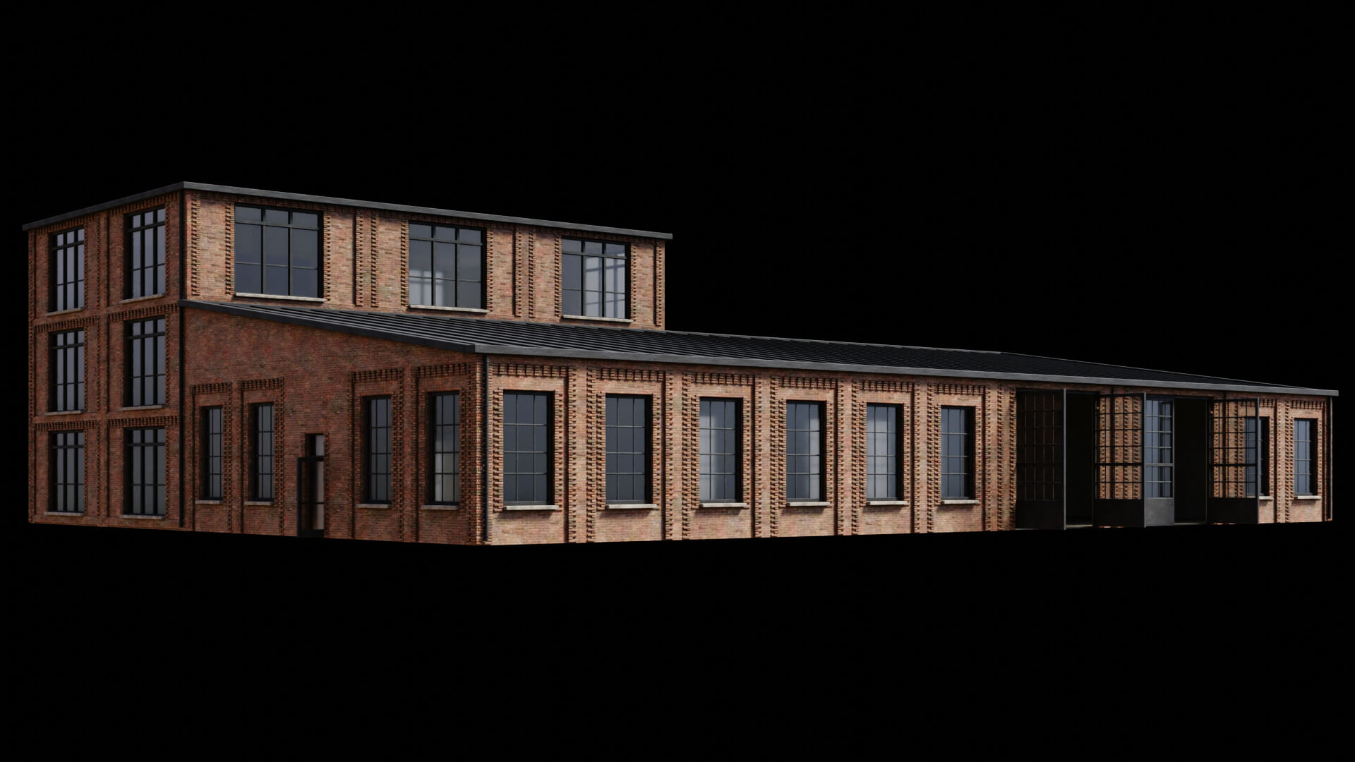 Big Brick Building School Factory Collection - 3D Model by Enterables
