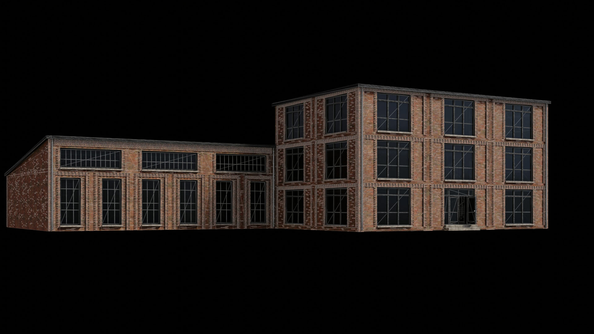 Big Brick Building School Factory Collection - 3D Model by Enterables