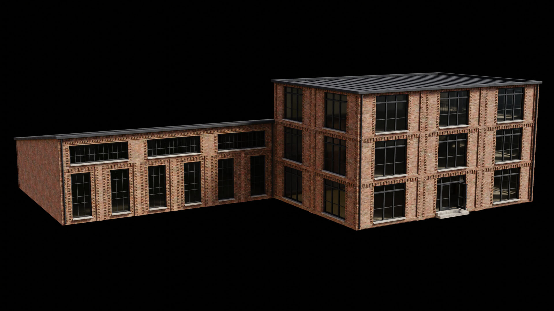 Big Brick Building School Factory Collection - 3D Model by Enterables