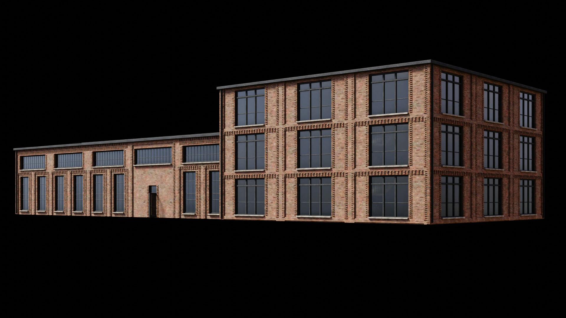 Big Brick Building School Factory Collection - 3D Model by Enterables