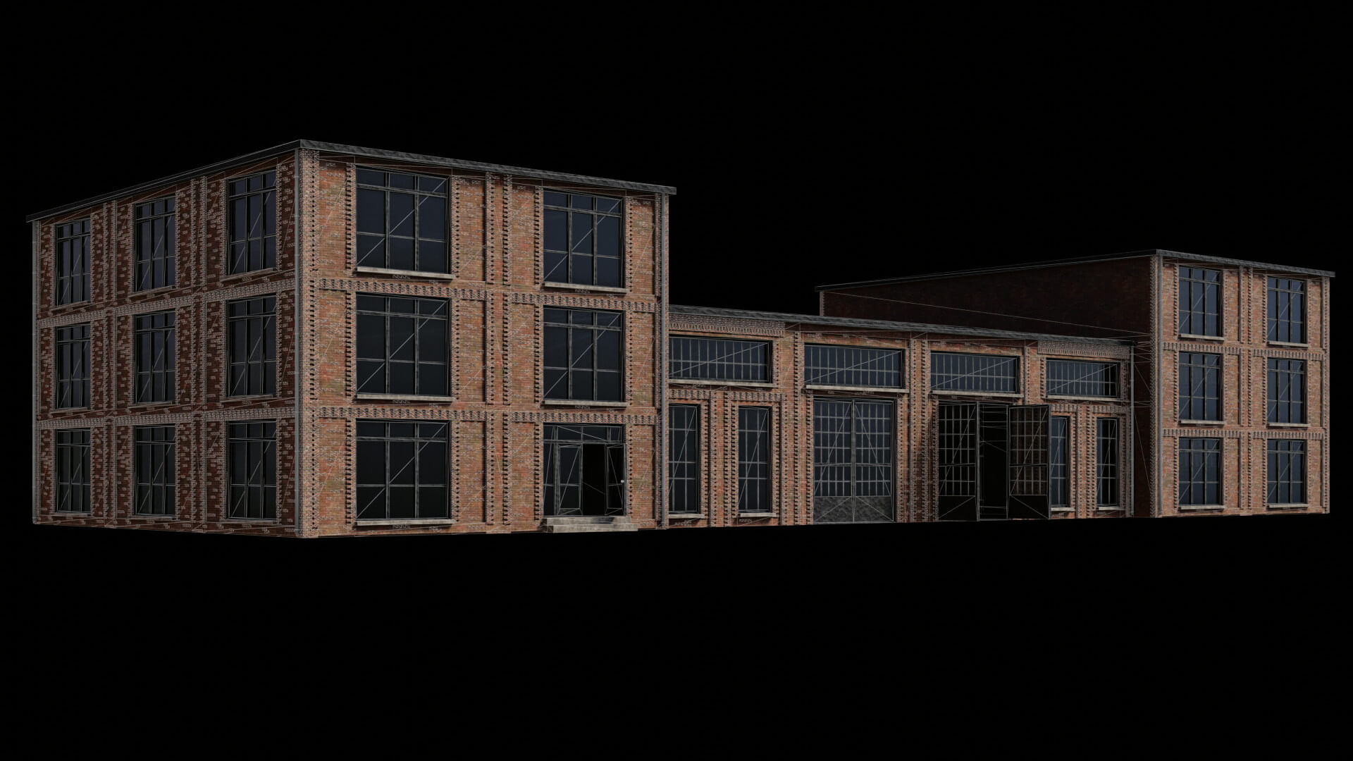 Big Brick Building School Factory Collection - 3D Model by Enterables