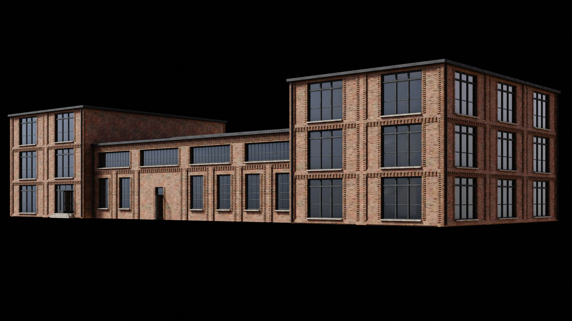 Big Brick Building School Factory Collection - 3D Model by Enterables