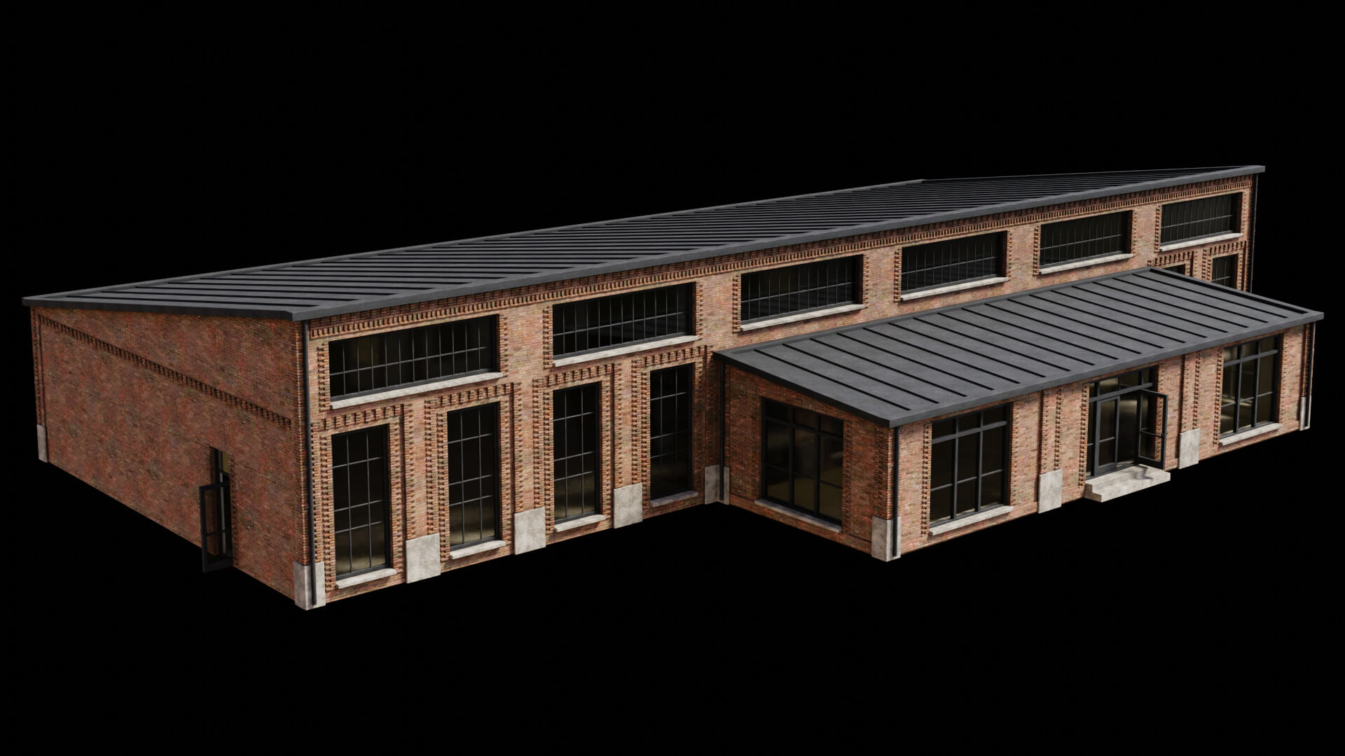 Big Brick Building School Factory Collection - 3D Model by Enterables