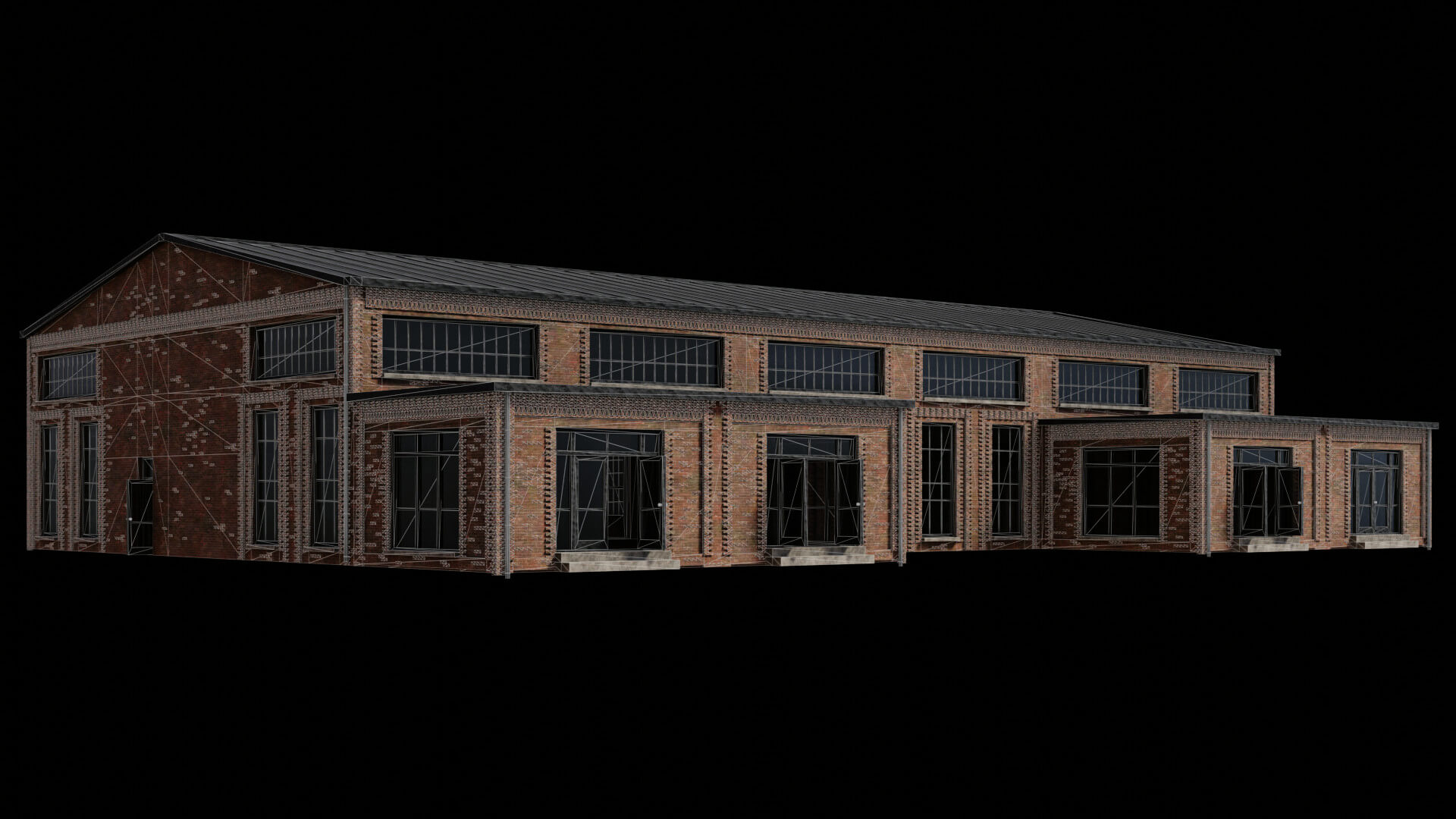 Big Brick Building School Factory Collection - 3D Model by Enterables
