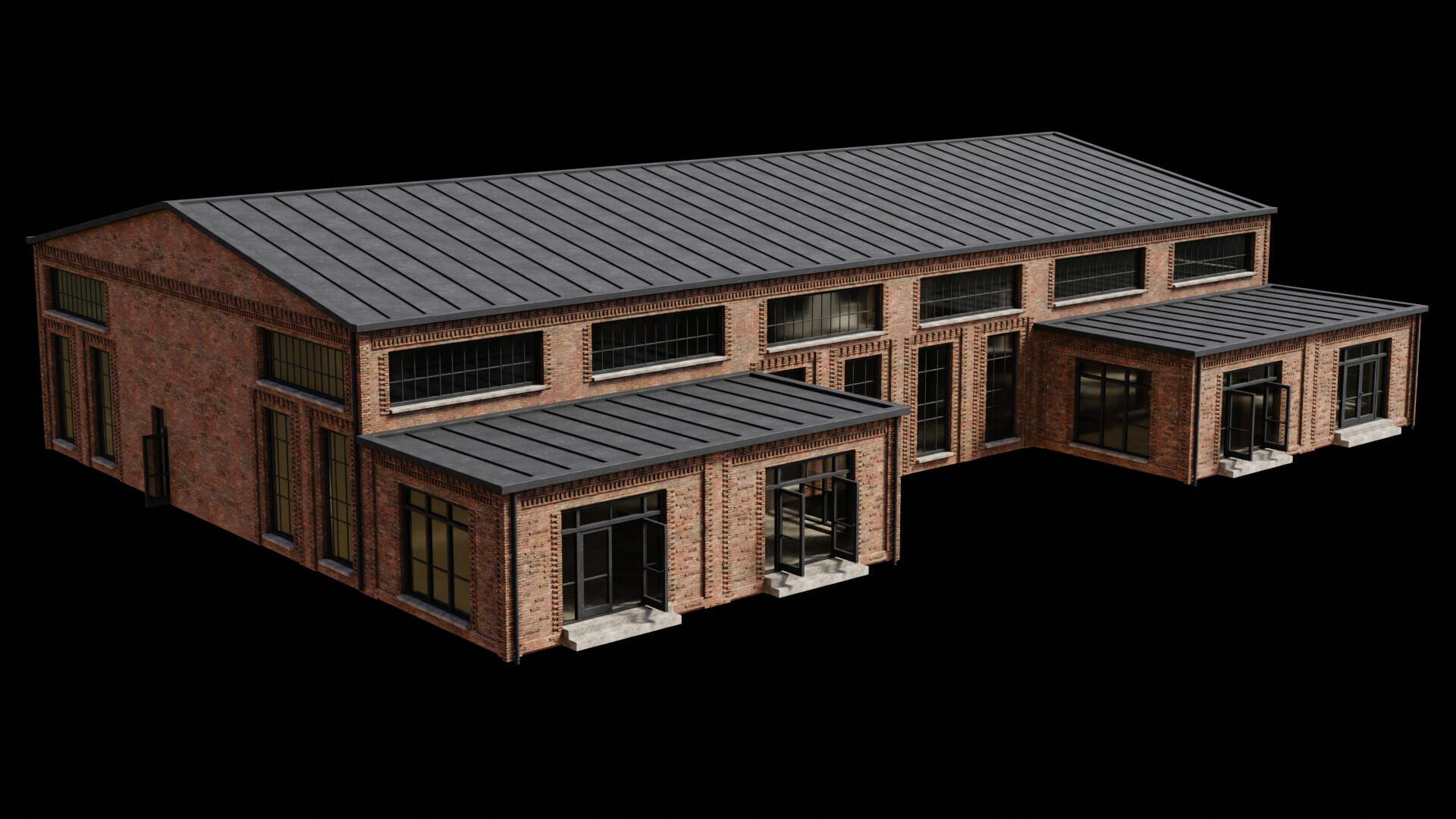 Big Brick Building School Factory Collection - 3D Model by Enterables