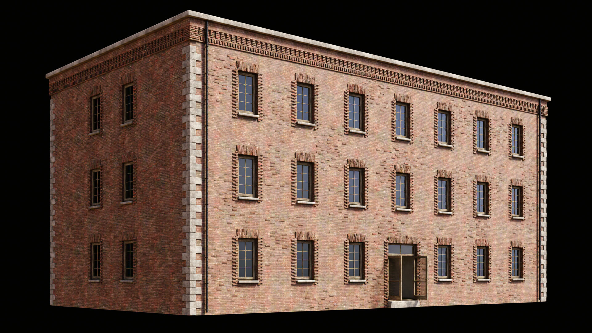 Brick Building School Factory Collection - 3D Model by Enterables