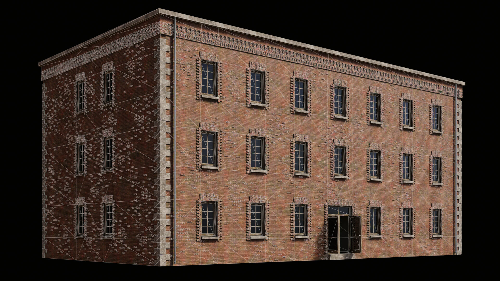 Brick Building School Factory Collection - 3D Model by Enterables