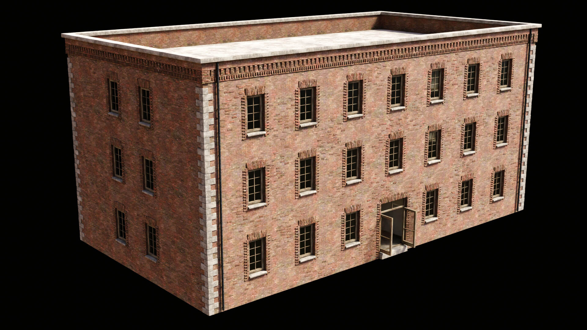 Brick Building School Factory Collection - 3D Model by Enterables