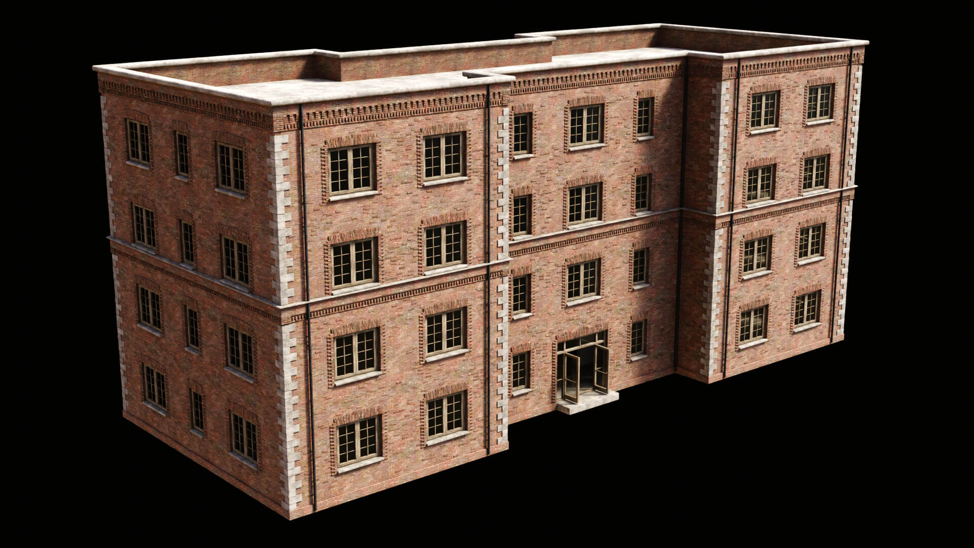 Brick Building School Factory Collection - 3D Model by Enterables