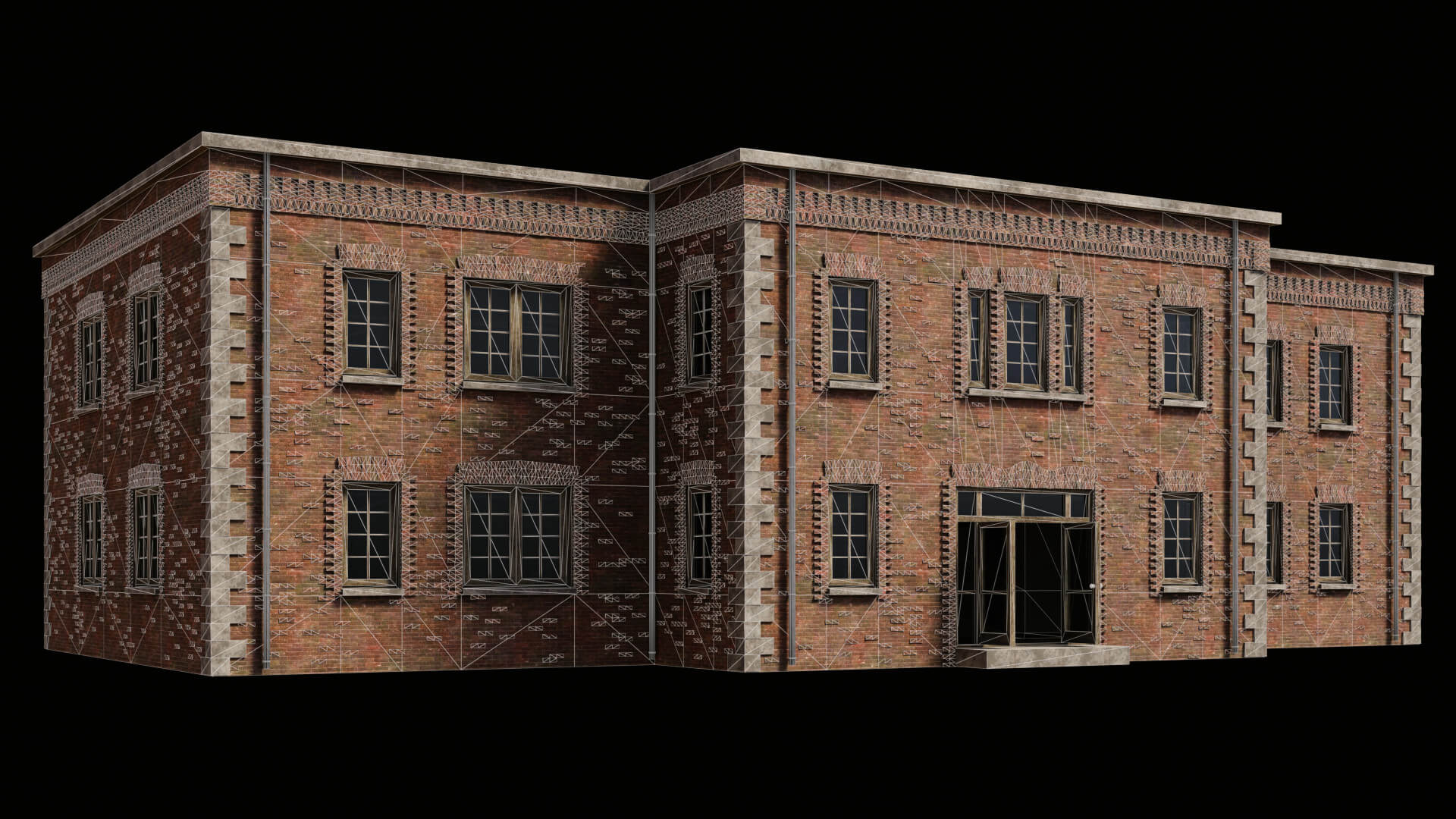Brick Building School Factory Collection - 3D Model by Enterables