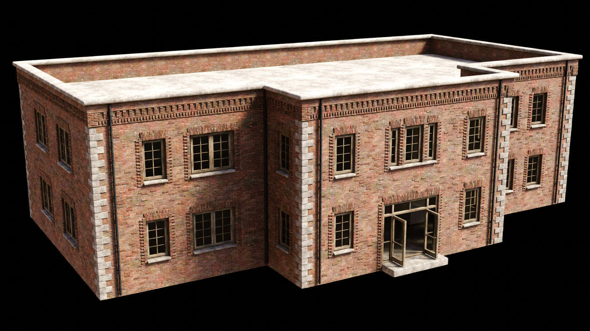 Brick Building School Factory Collection - 3D Model by Enterables