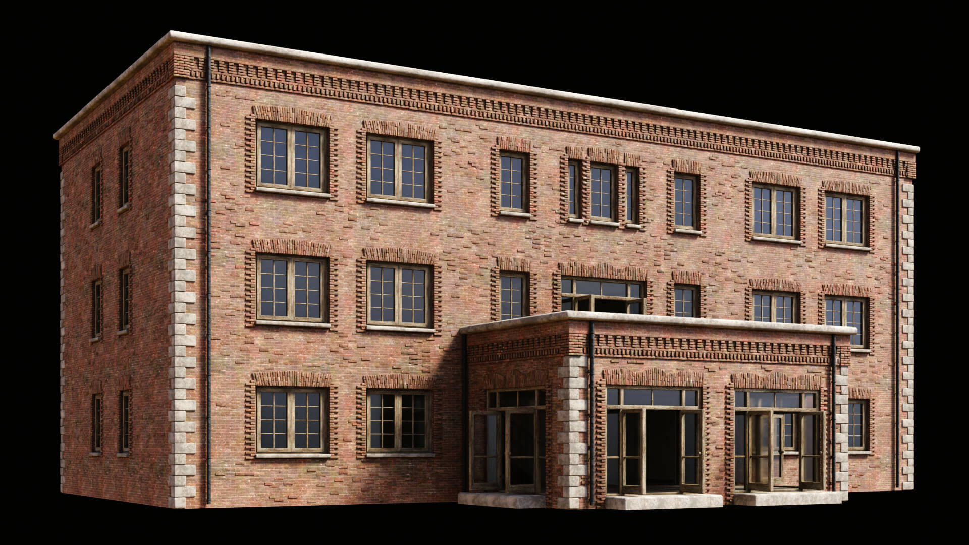 Brick Building School Factory Collection - 3D Model by Enterables