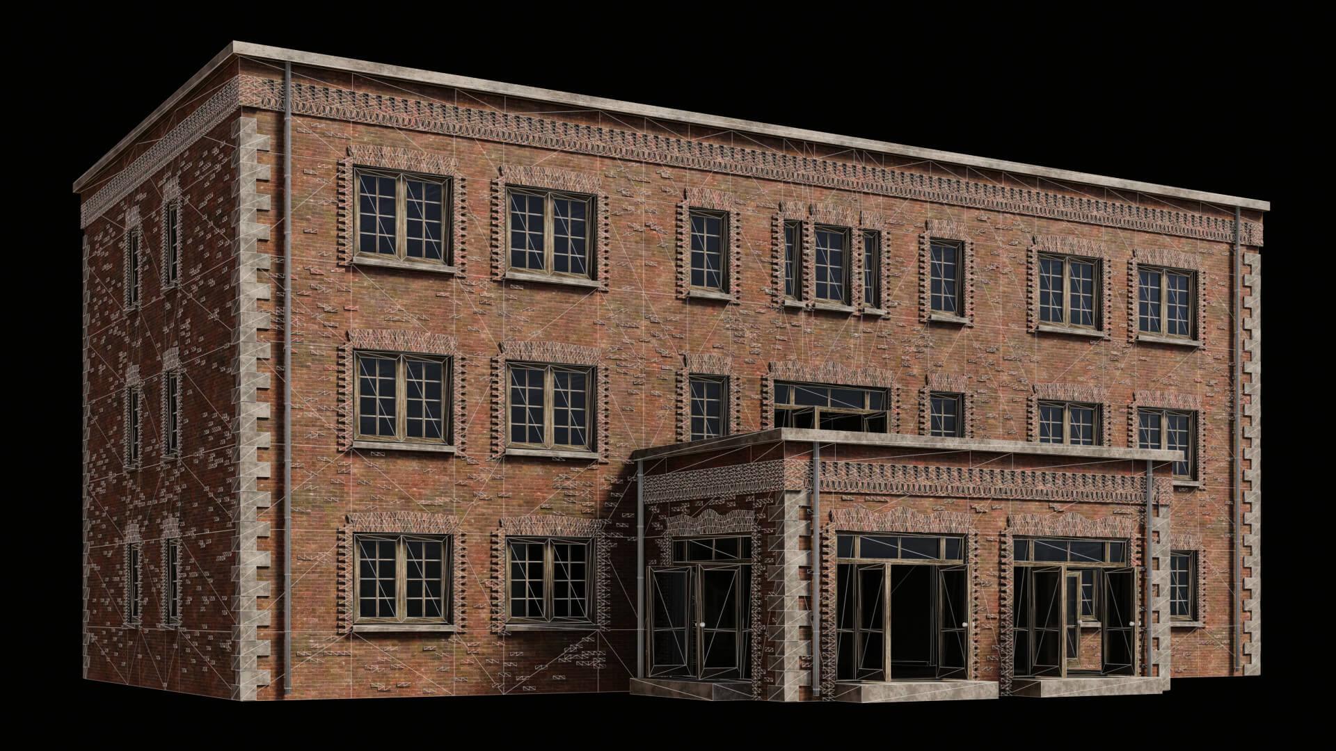 Brick Building School Factory Collection - 3D Model by Enterables
