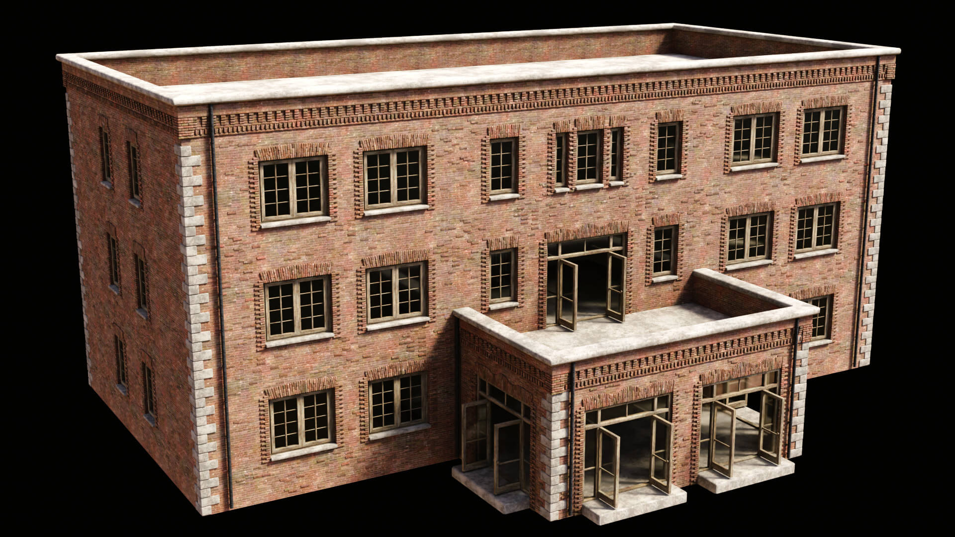 Brick Building School Factory Collection - 3D Model by Enterables