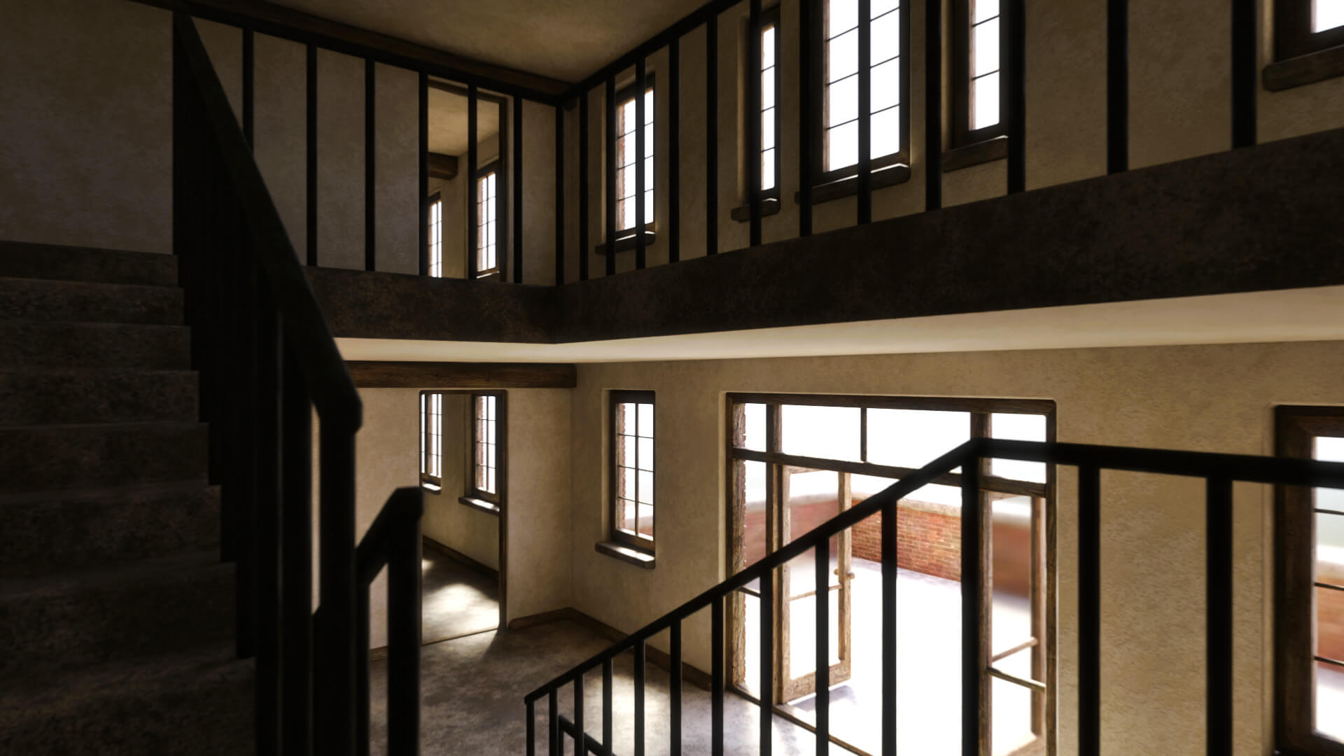 Brick Building School Factory Collection - 3D Model by Enterables