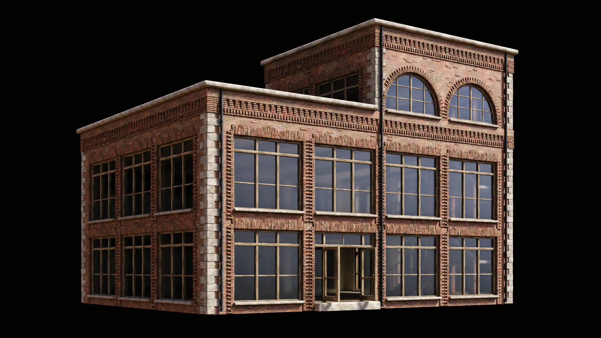Brick Building School Factory Collection - 3D Model by Enterables